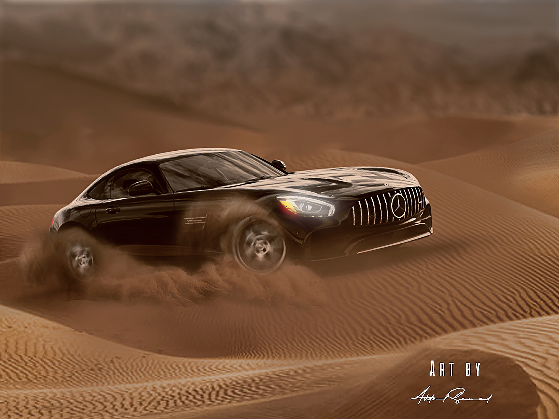 ArtStation - Mercedes Running in Desert