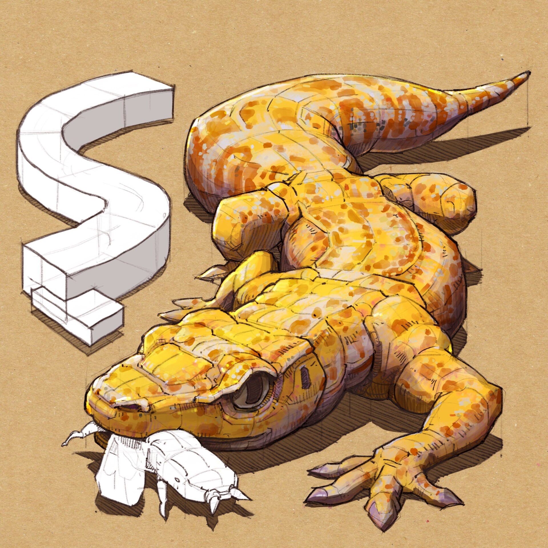 ArtStation - Lizard form study