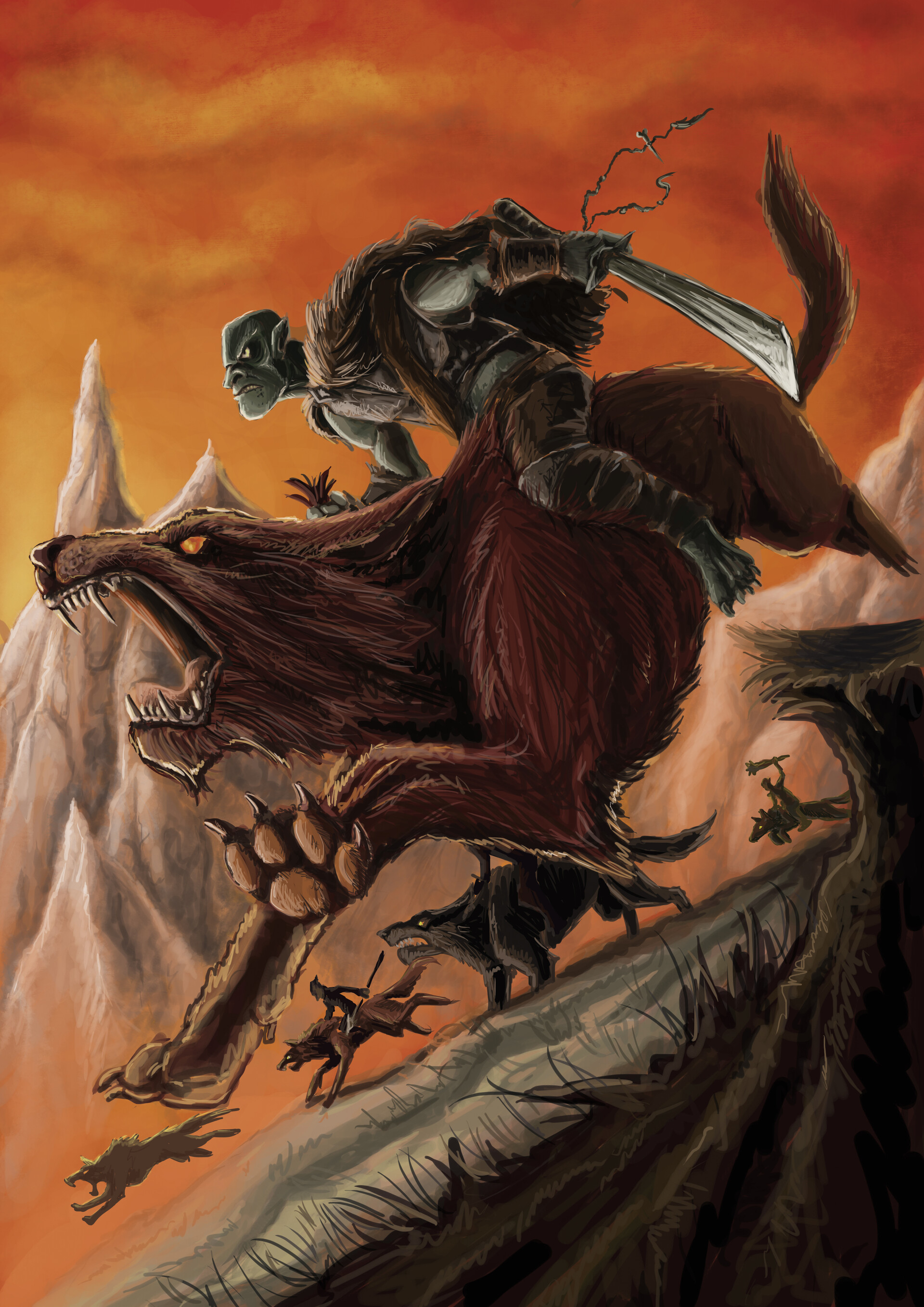 Warg Riders Drawings