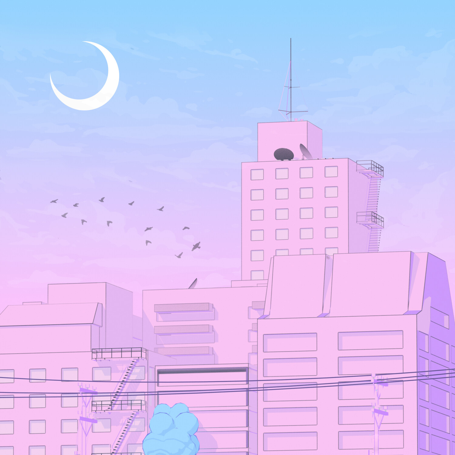 ArtStation - Purple Pastel City