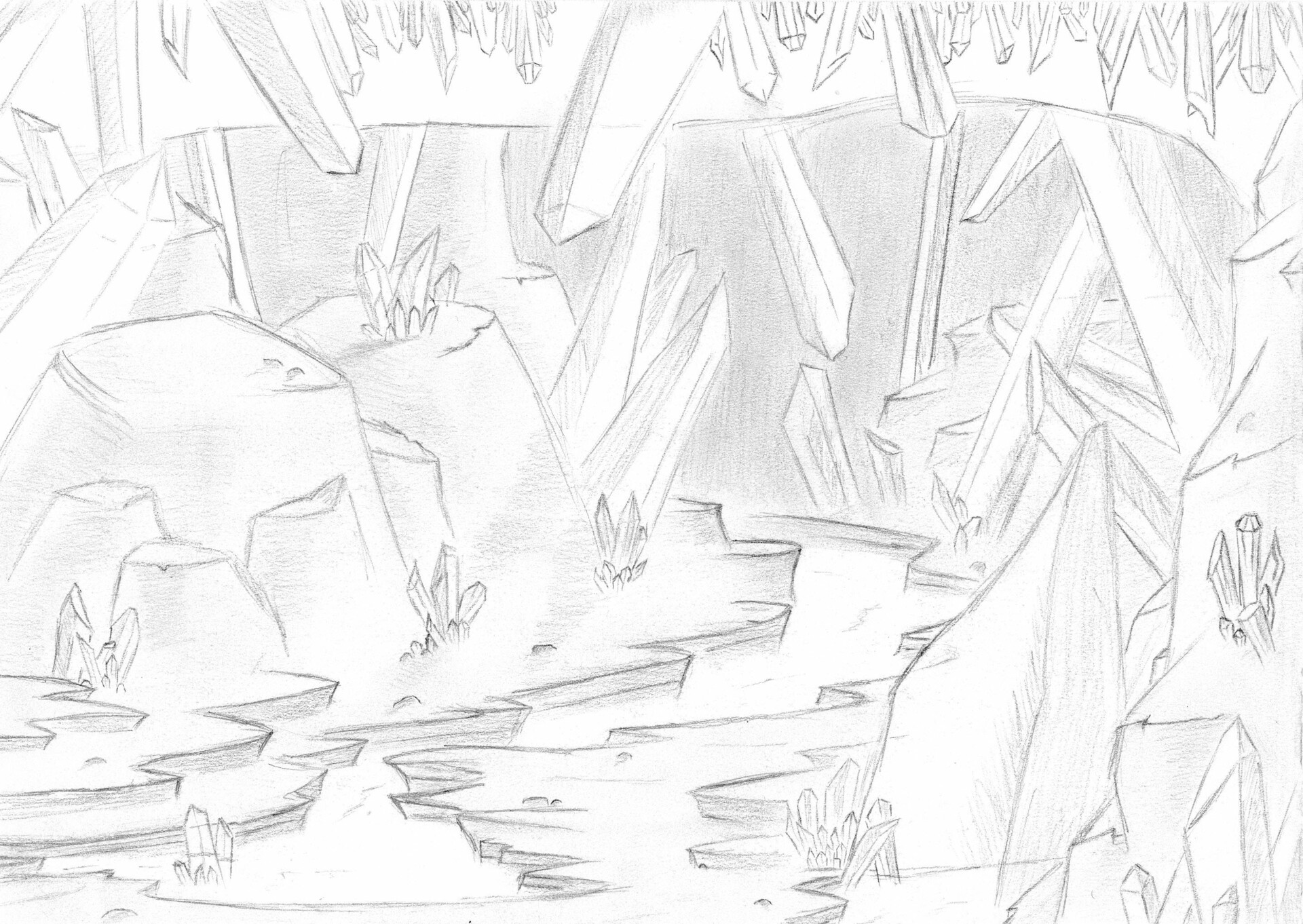 how to draw crystal cave