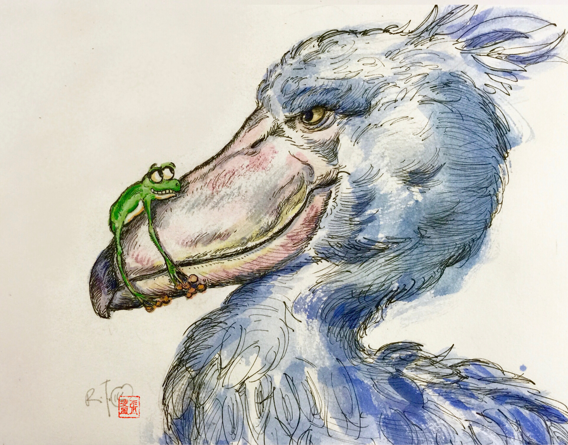 ShoeBill watercolor Art & Collectibles Digital Drawing & Illustration ...