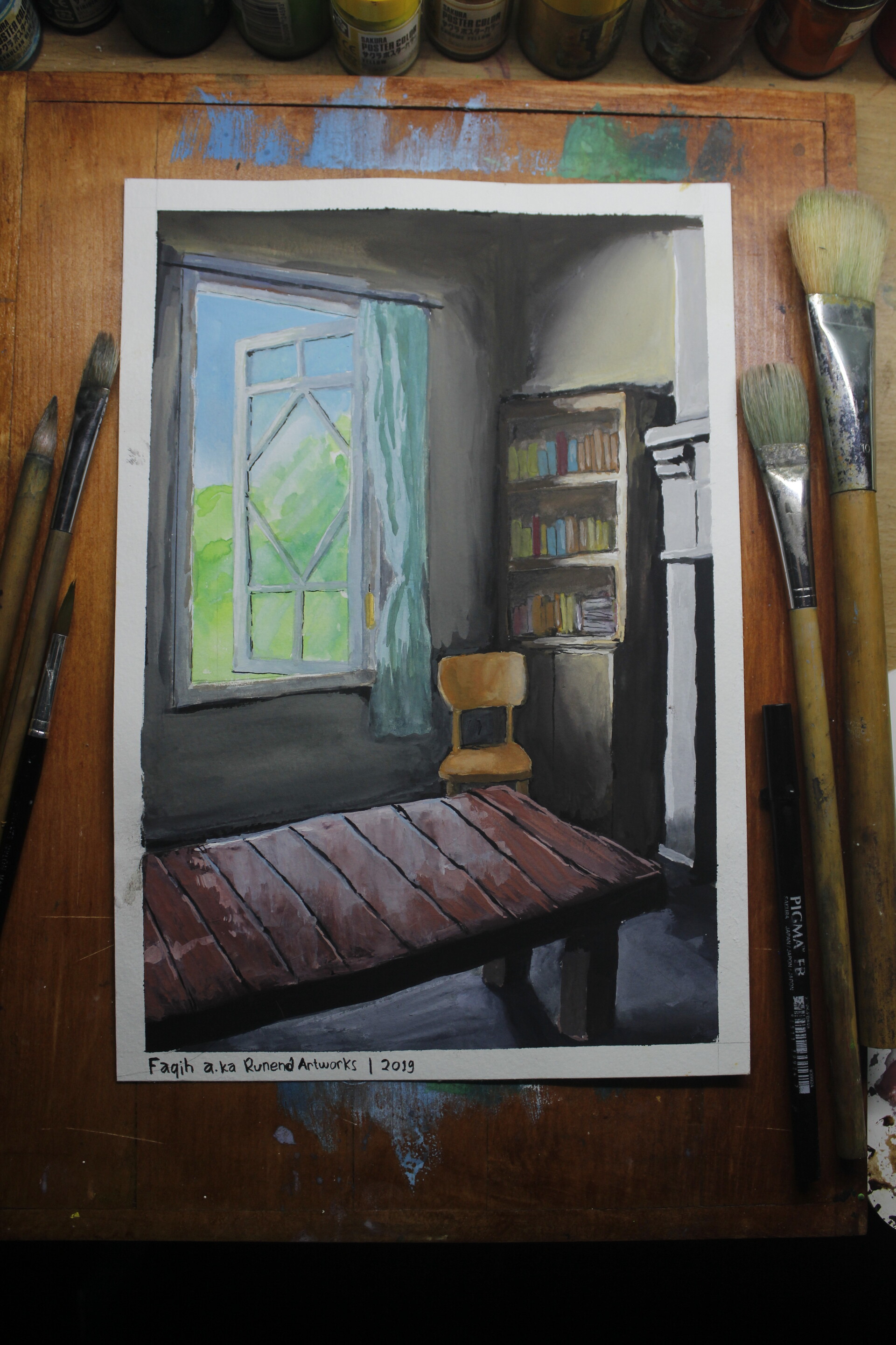 ArtStation - small library - Traditional painting background with ...