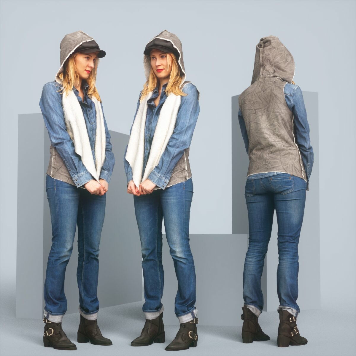 ArtStation - Model Wearing Jeans Jacket and Pants