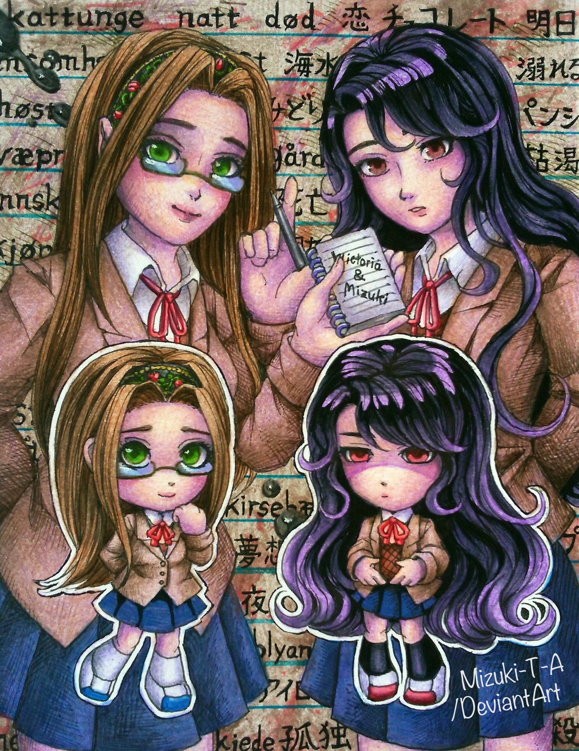 ArtStation - Original art / me and my friend dress as DDLC members