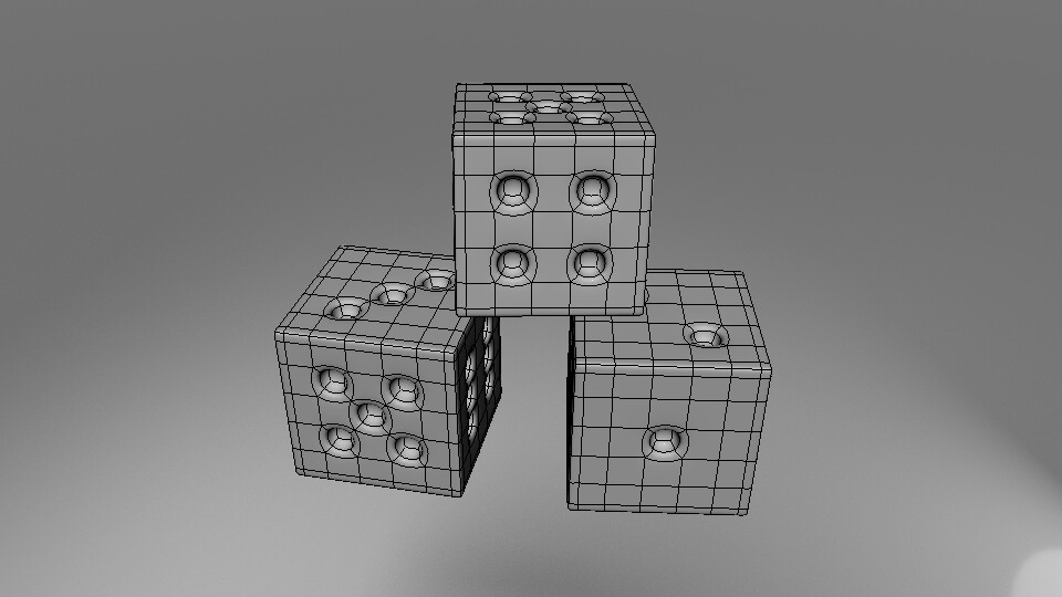 ArtStation - dice on wire frame