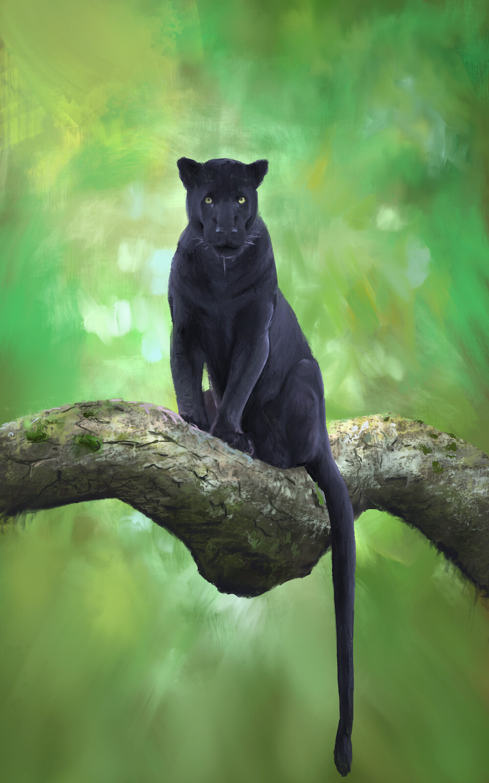 Black Jaguar In A Tree