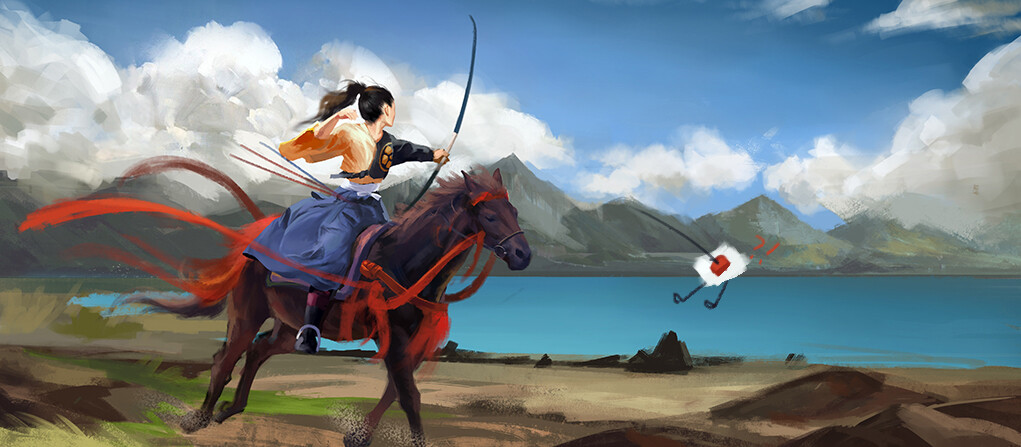 ArtStation - Painting to study - archery landscape