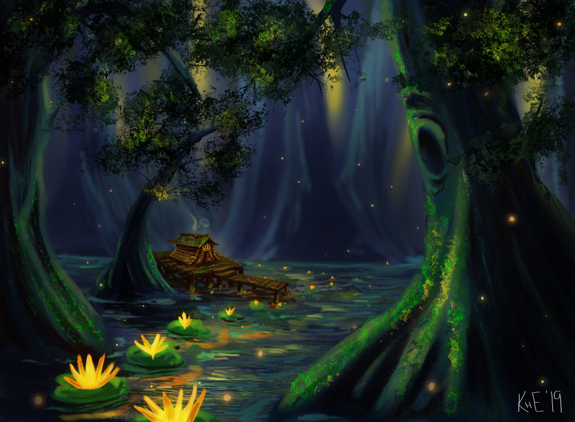 ArtStation - Enchanted Cottage Amidst the Cypress