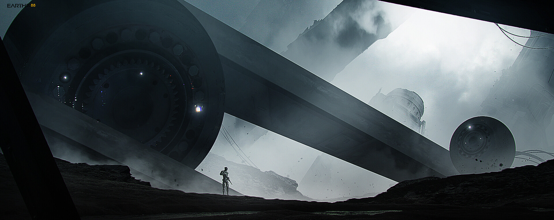 ArtStation - EARTH 2088 crash of alien battle ship