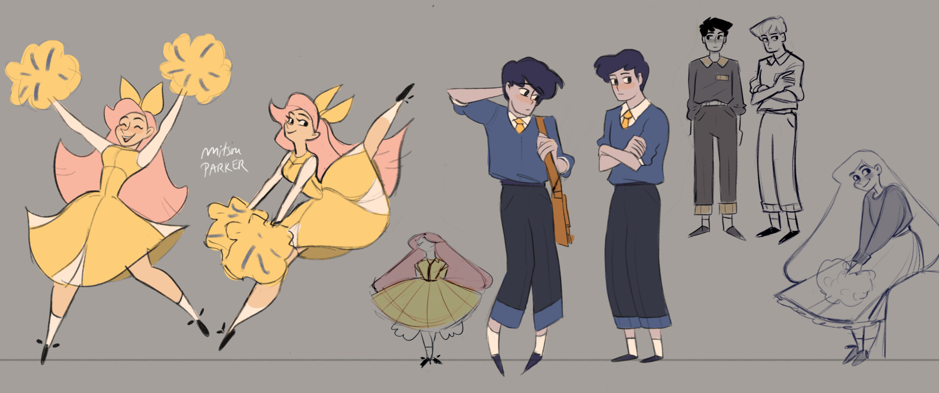 ArtStation - Cheerleader & Student Character Designs