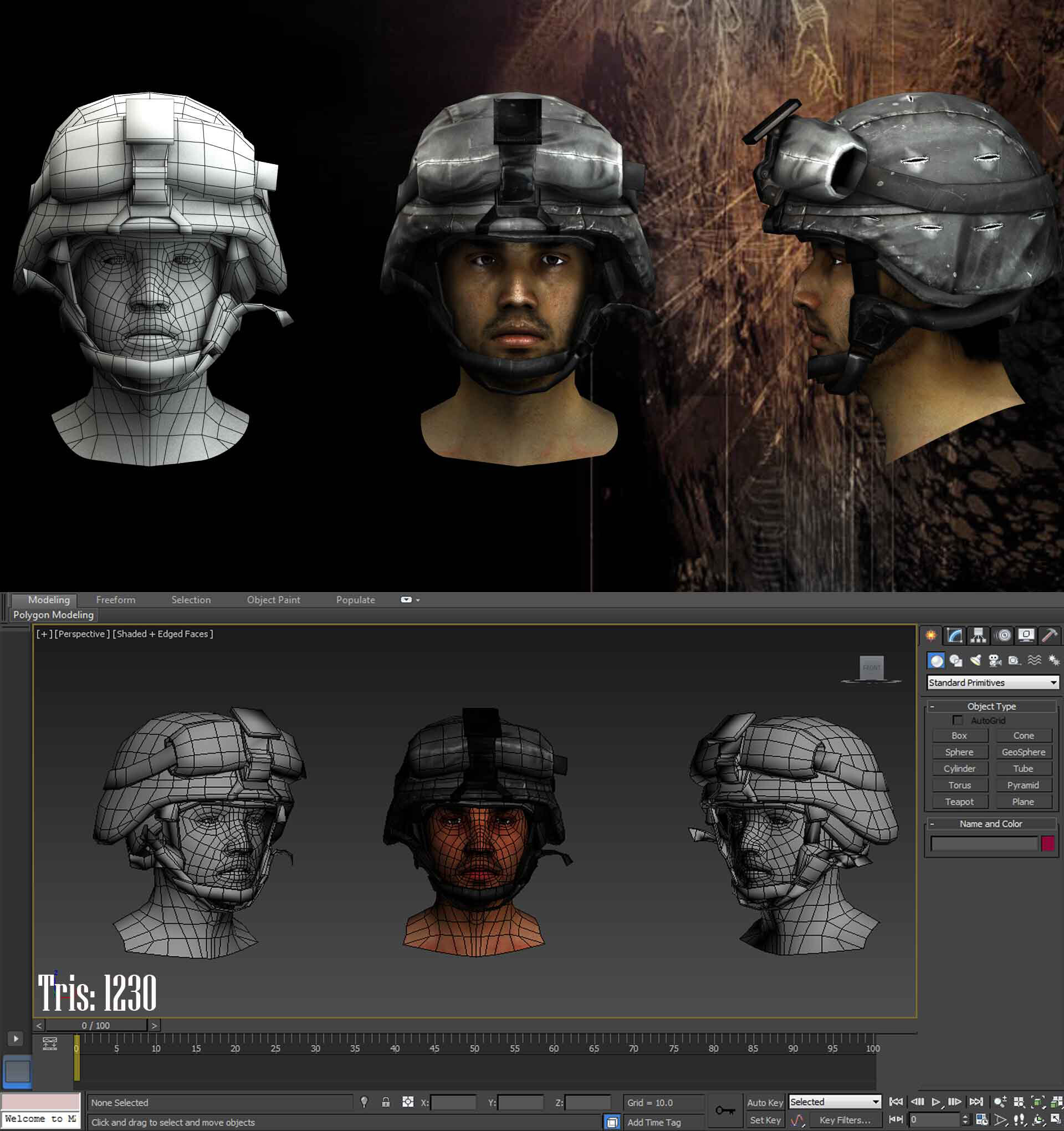 ArtStation - 3D Low poly Soldier head