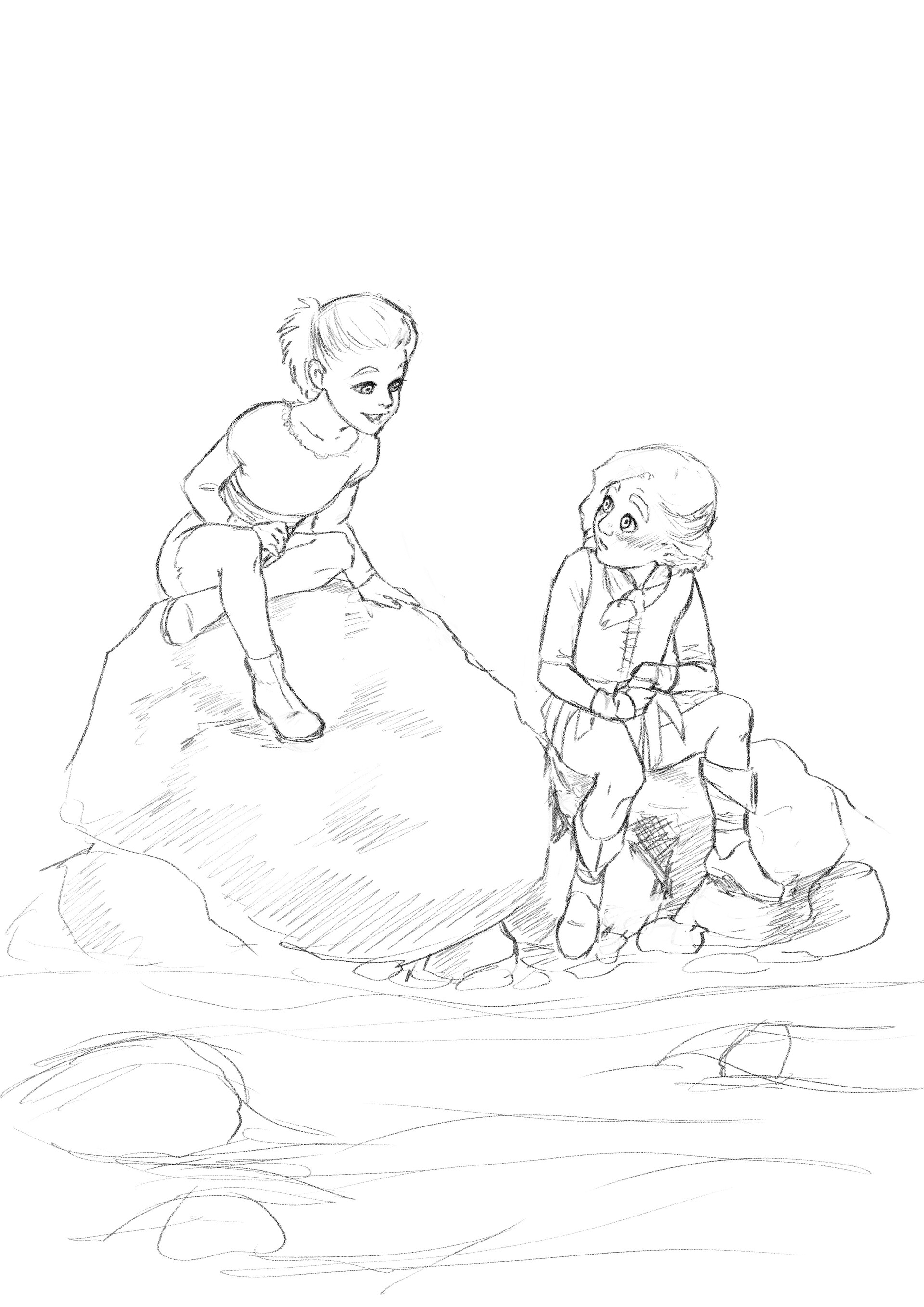 whispering drawing pose