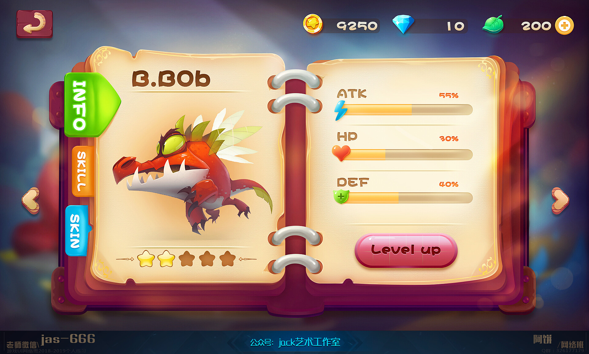 ArtStation - 【JACK游戏UI网络班设计】vx：jas-666 界面创意交互设计广告原画手绘图标art gameui app ios
