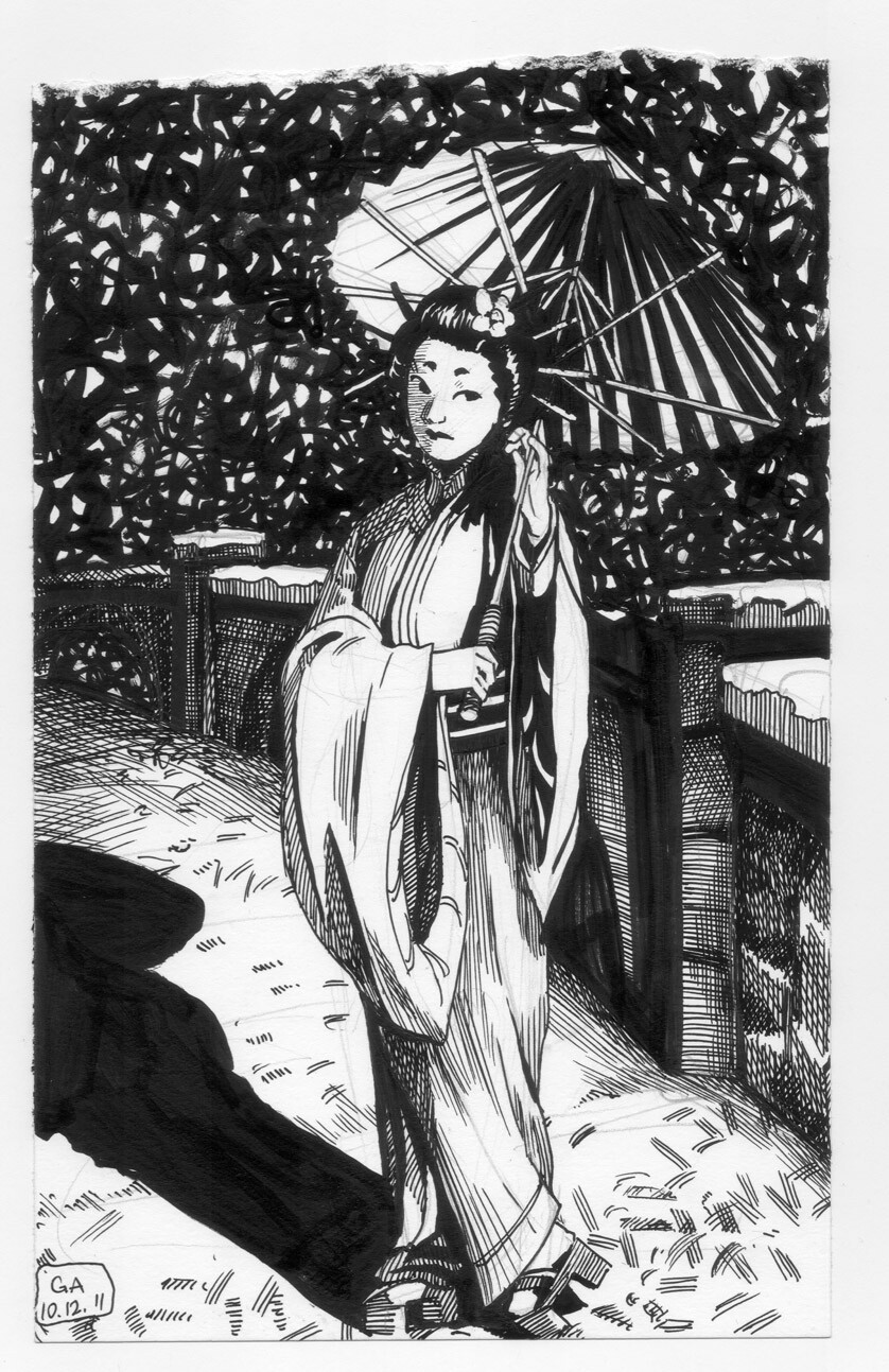 ArtStation - Geisha Waiting in Snow
