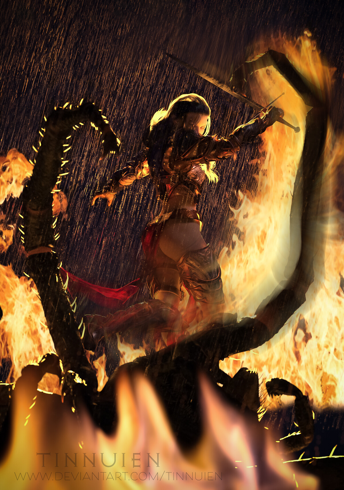 ArtStation - Fires in the Rain