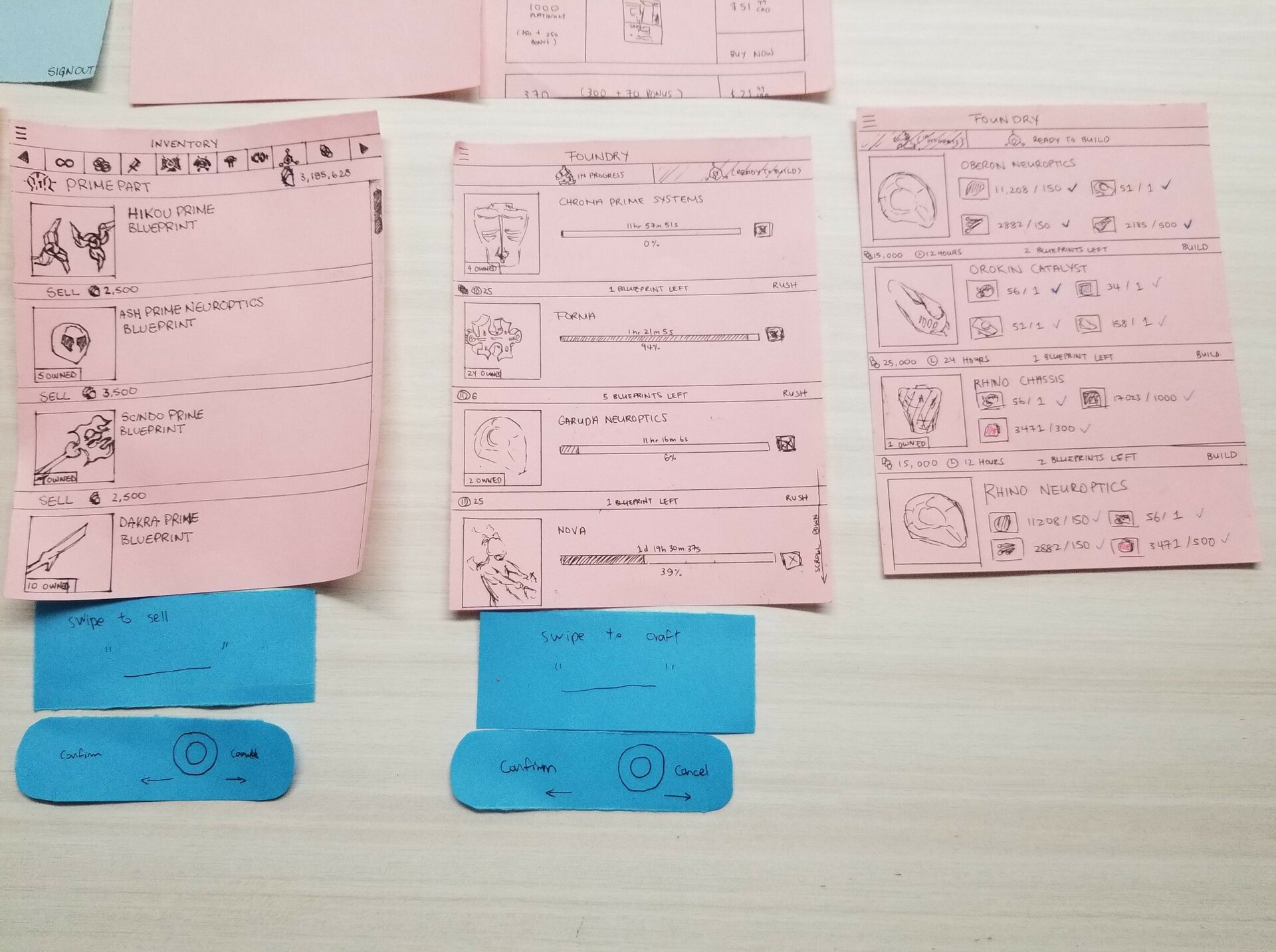Kimi Yip - Warframe App Prototype - UI Design Assignment