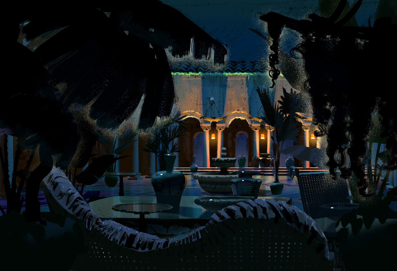 ArtStation - Night courtyard