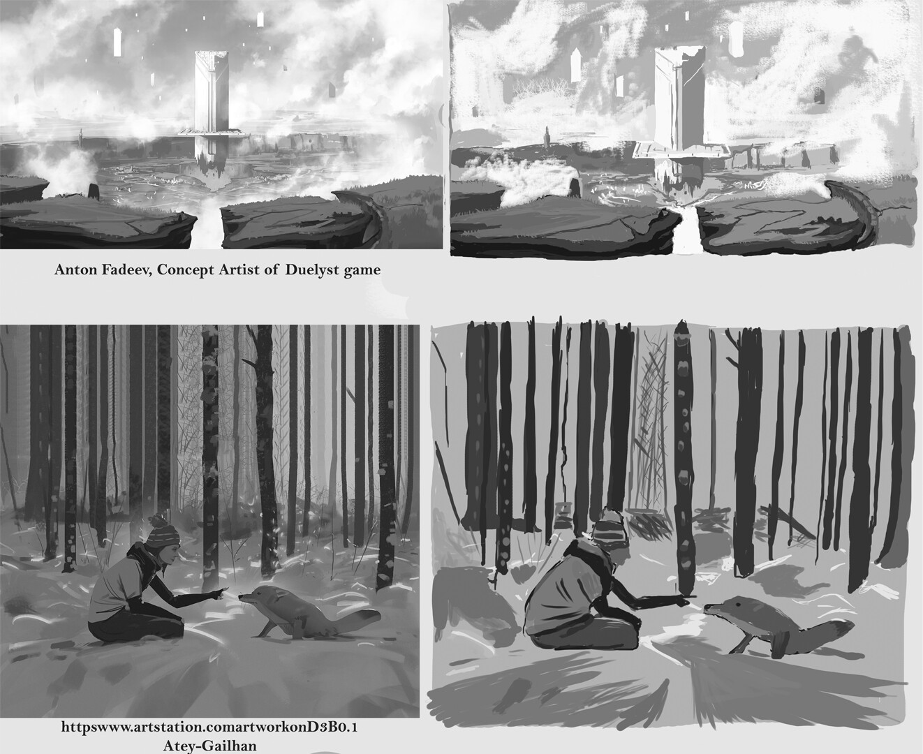 ArtStation - Greyscale studies