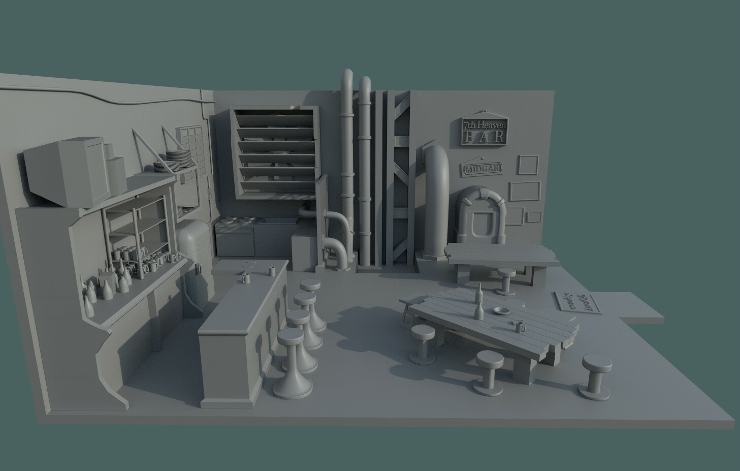 Aaron E. Conner - Final Fantasy VII "7th Heaven Bar" Diorama