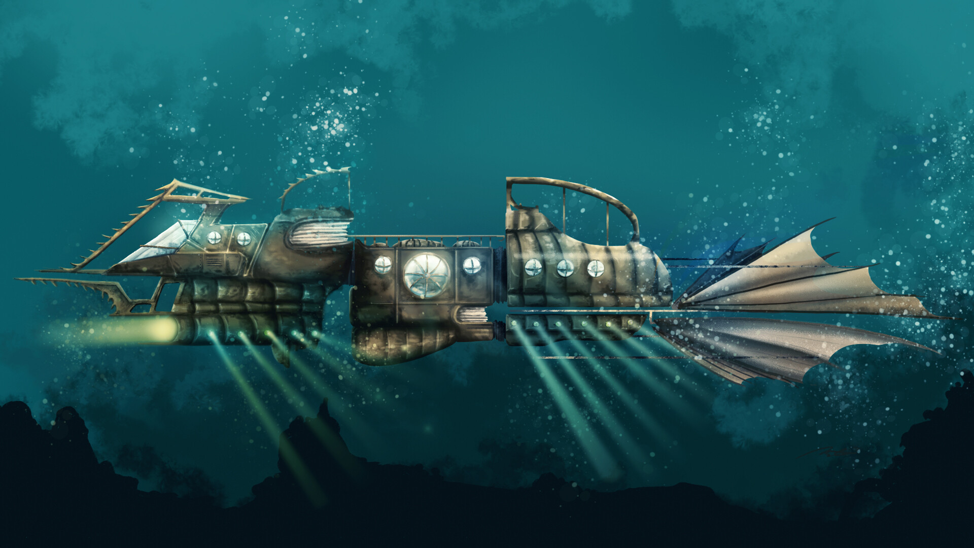 ArtStation - Steampunk submarine illustration