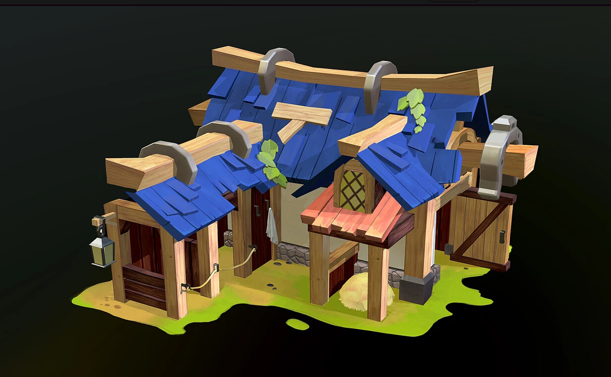 ArtStation - Small Handpainted Barn