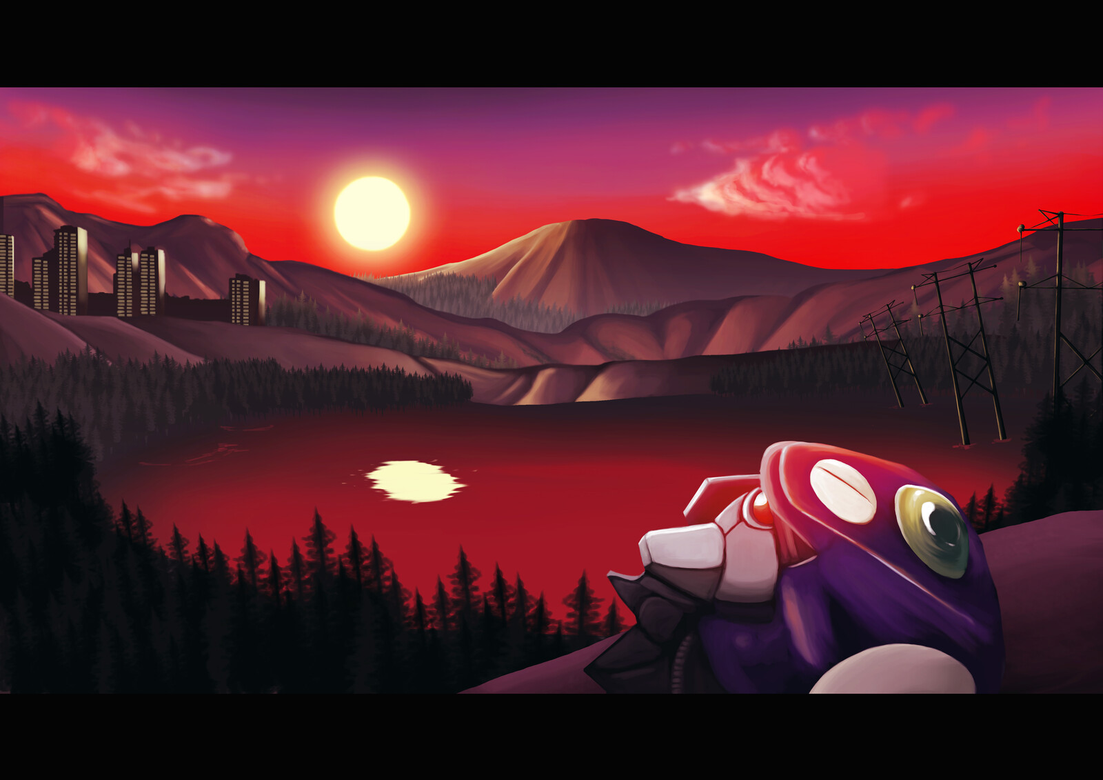 Lu Walker - Evangelion sunset exterior scene