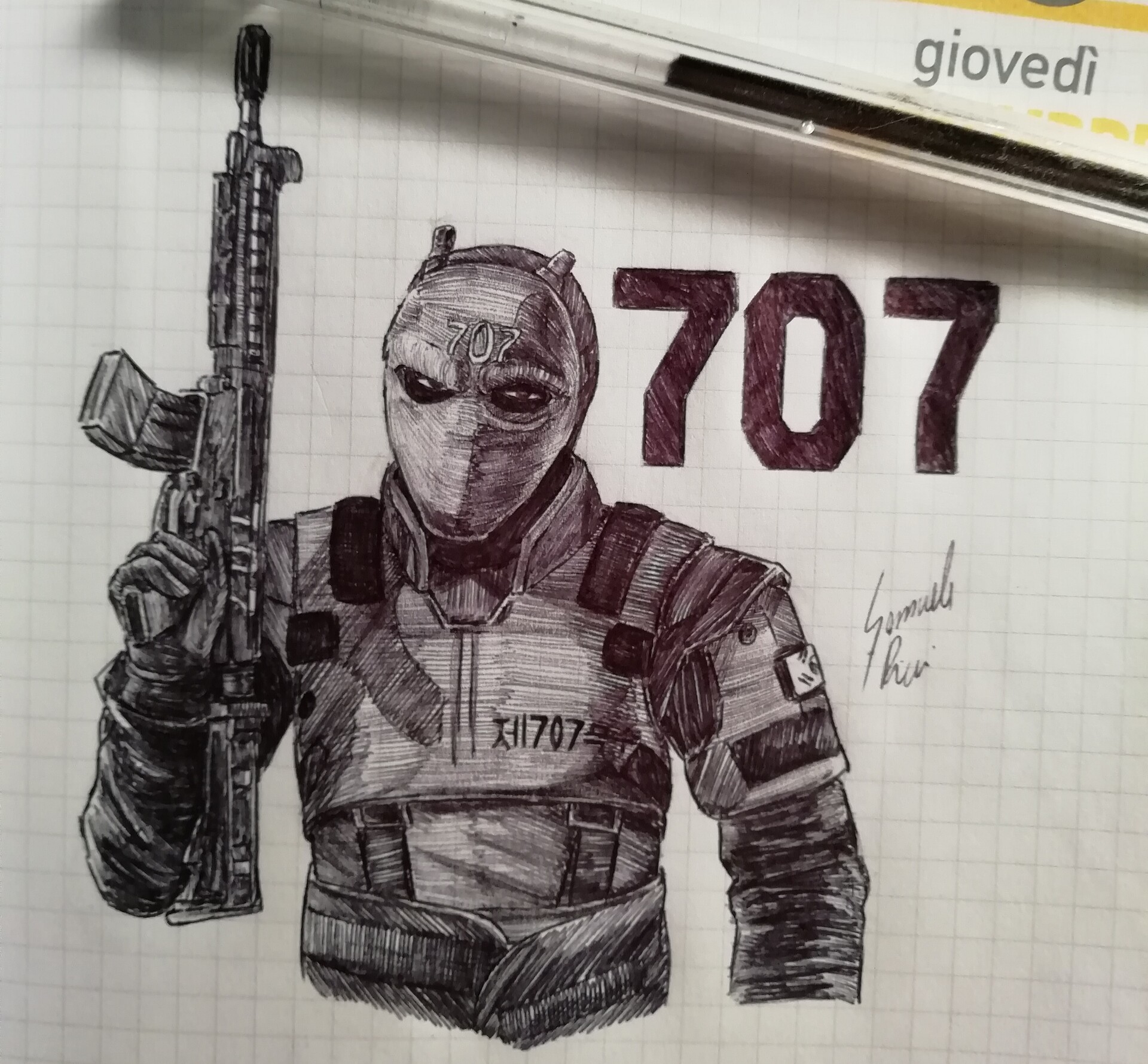 ArtStation - Rainbow six siege Vigil pen art
