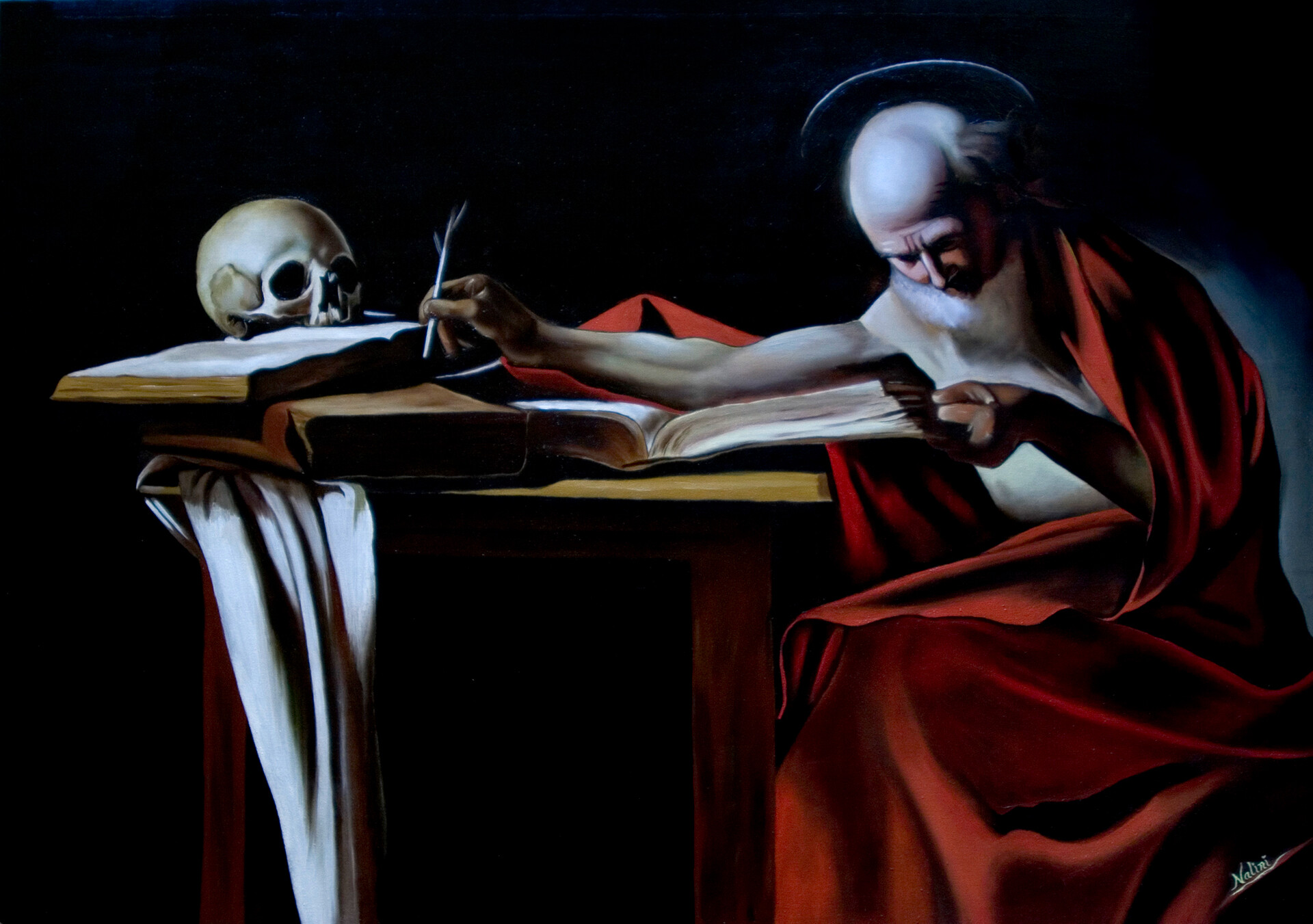 ArtStation - "study of Caravaggio's St. Jerome writing"~ Oil Painting