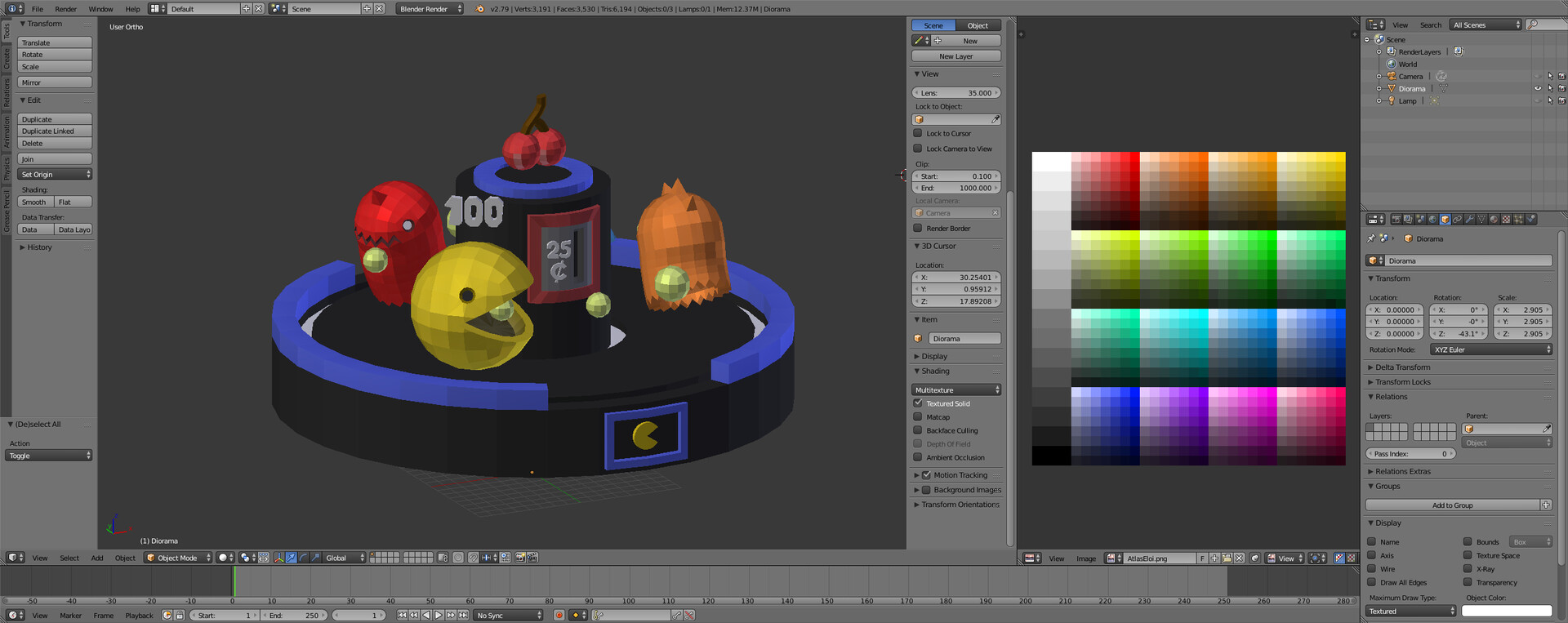 Isaac's Skull - Pacman Lowpoly - Games Diorama