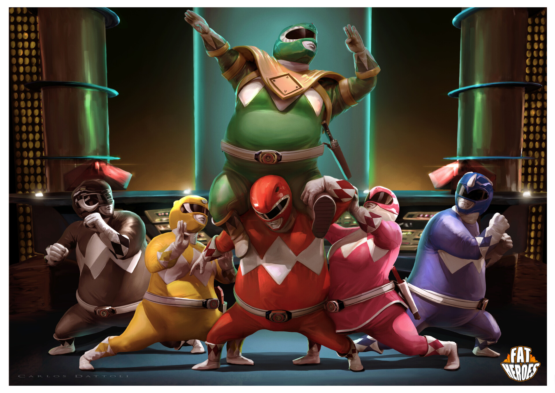 Fat Heroes by Carlos Dattoli - full set in comments incl. Guardians of the Galaxy, Power Rangers ...