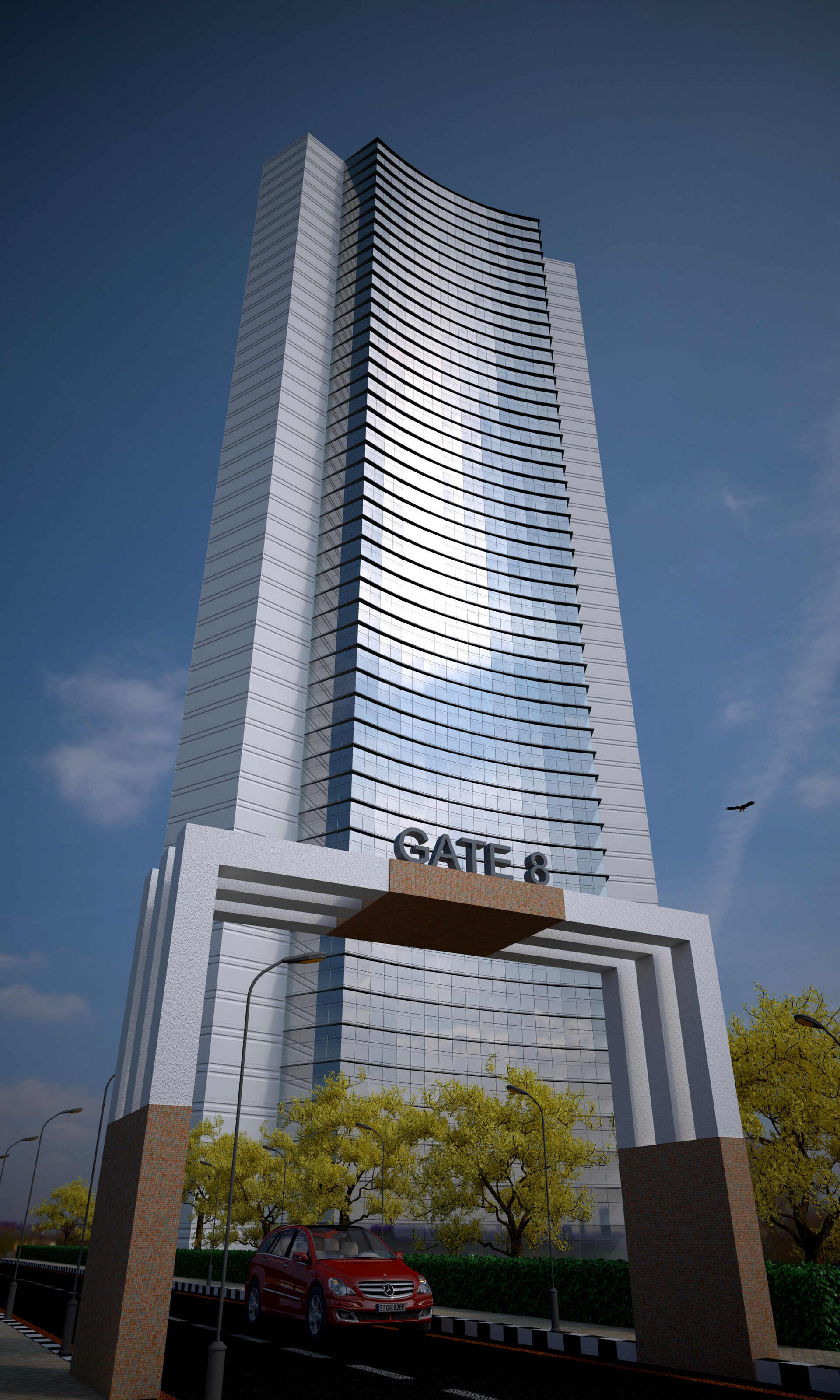 ArtStation - Curved skyscraper