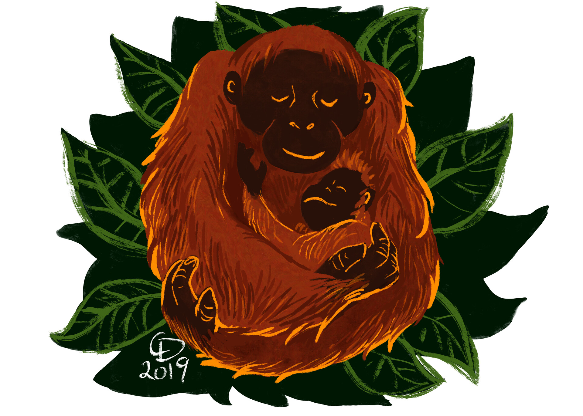 ArtStation - Orangutan Mother and Child