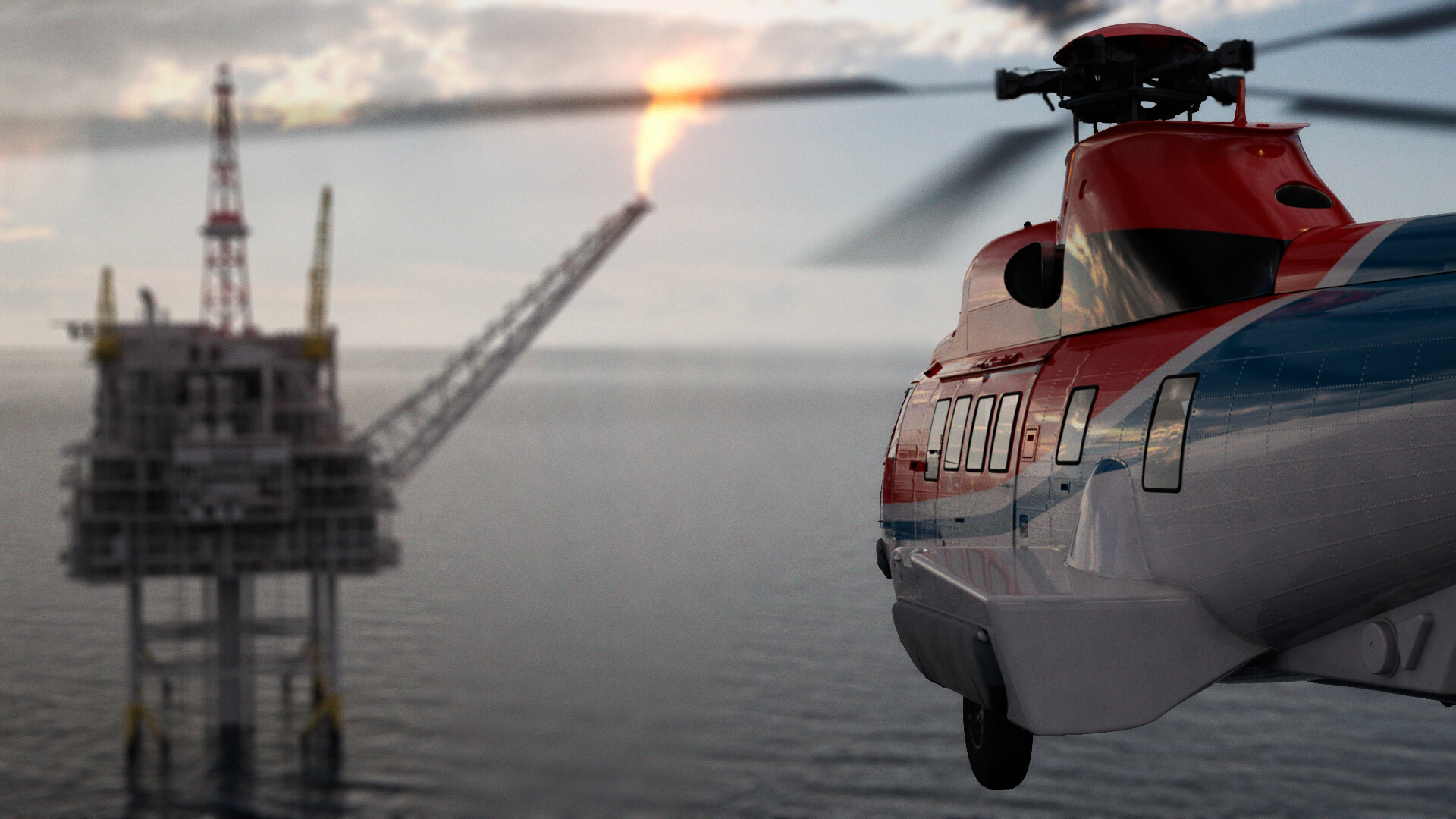 DreamCatcherHDRI - EC225 and Oil Platform