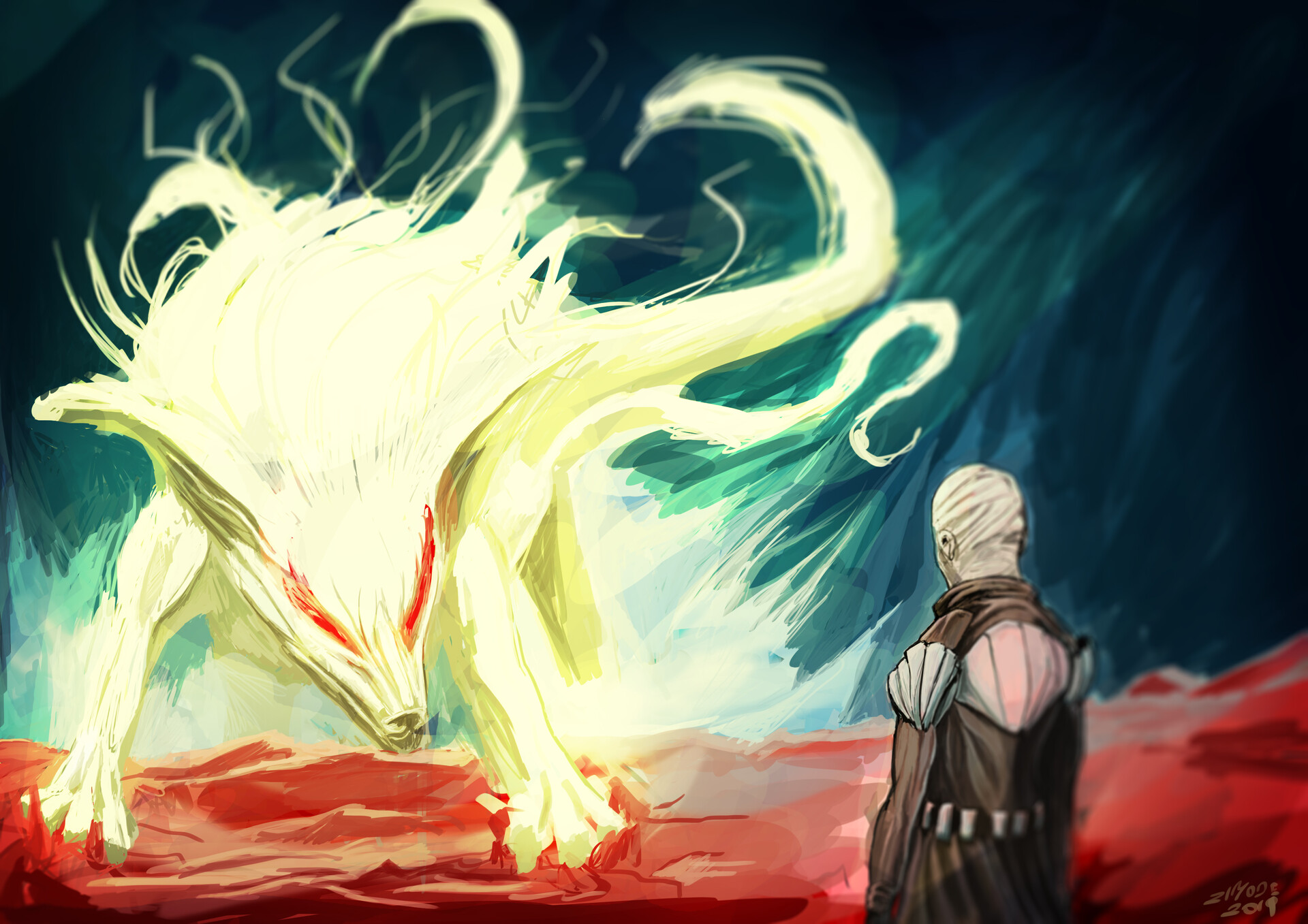 ArtStation - Ligh wolf encounter