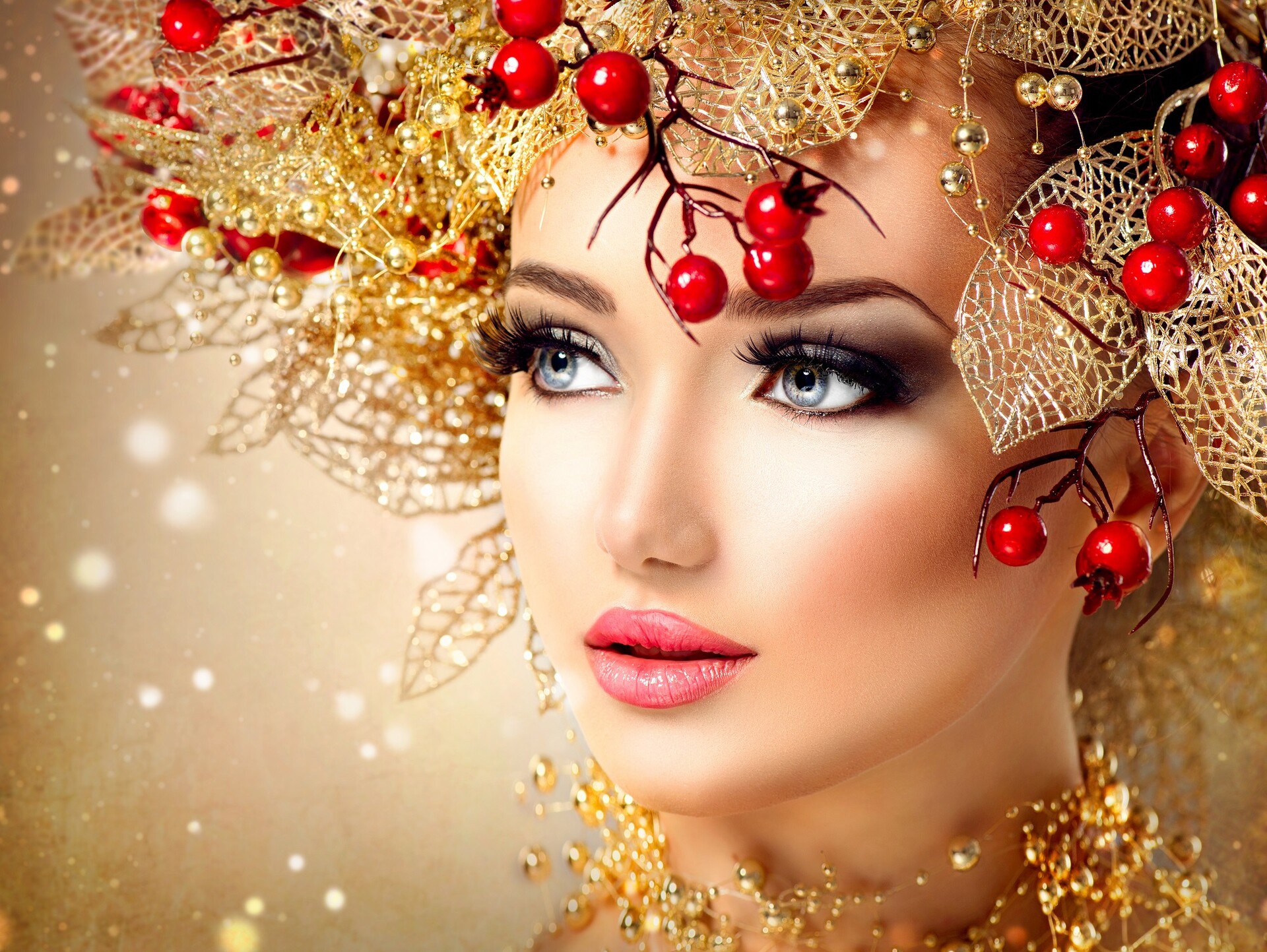 ArtStation - Christmas winter fashion model girl with golden hairstyle ...