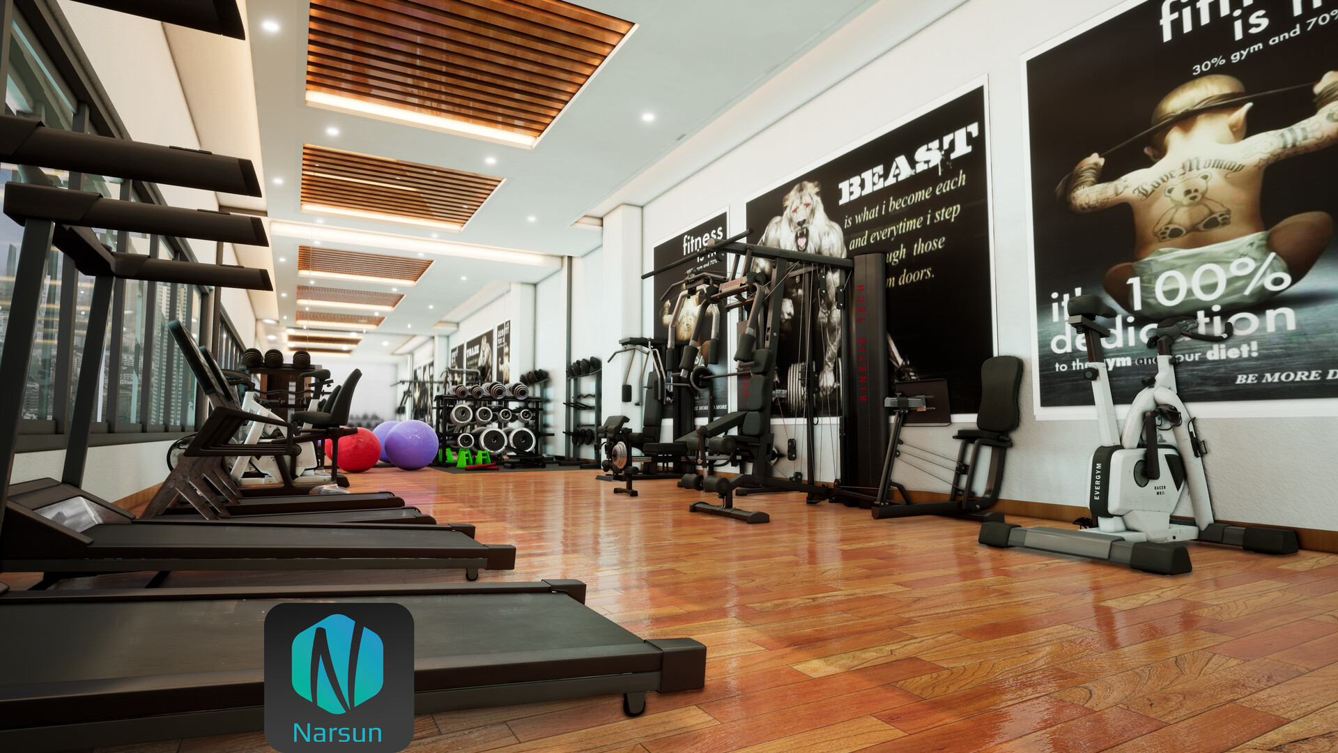 ArtStation - Arch viz Gym Scene, Made while working in NARSUN