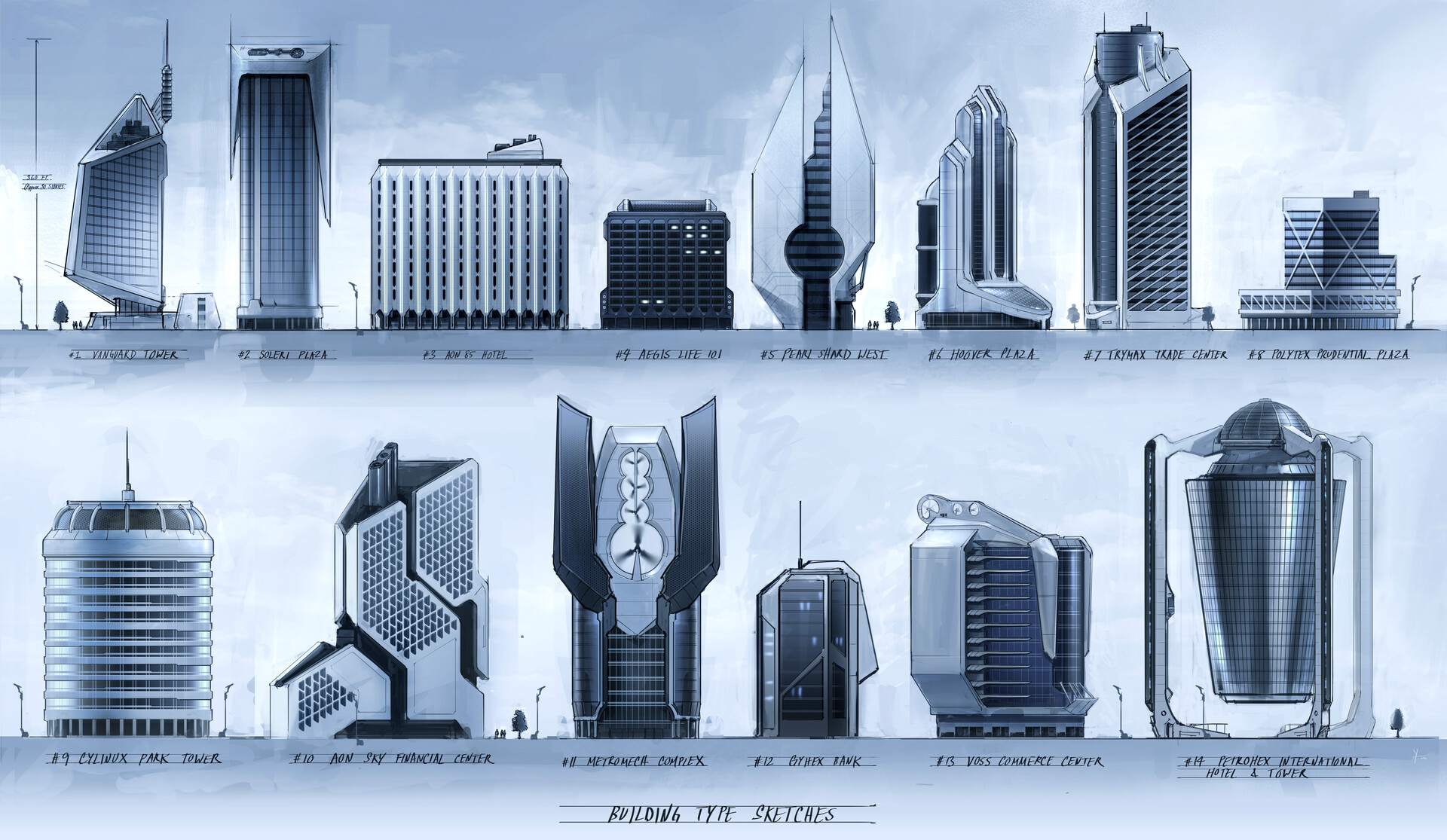 ArtStation - Building type sketches