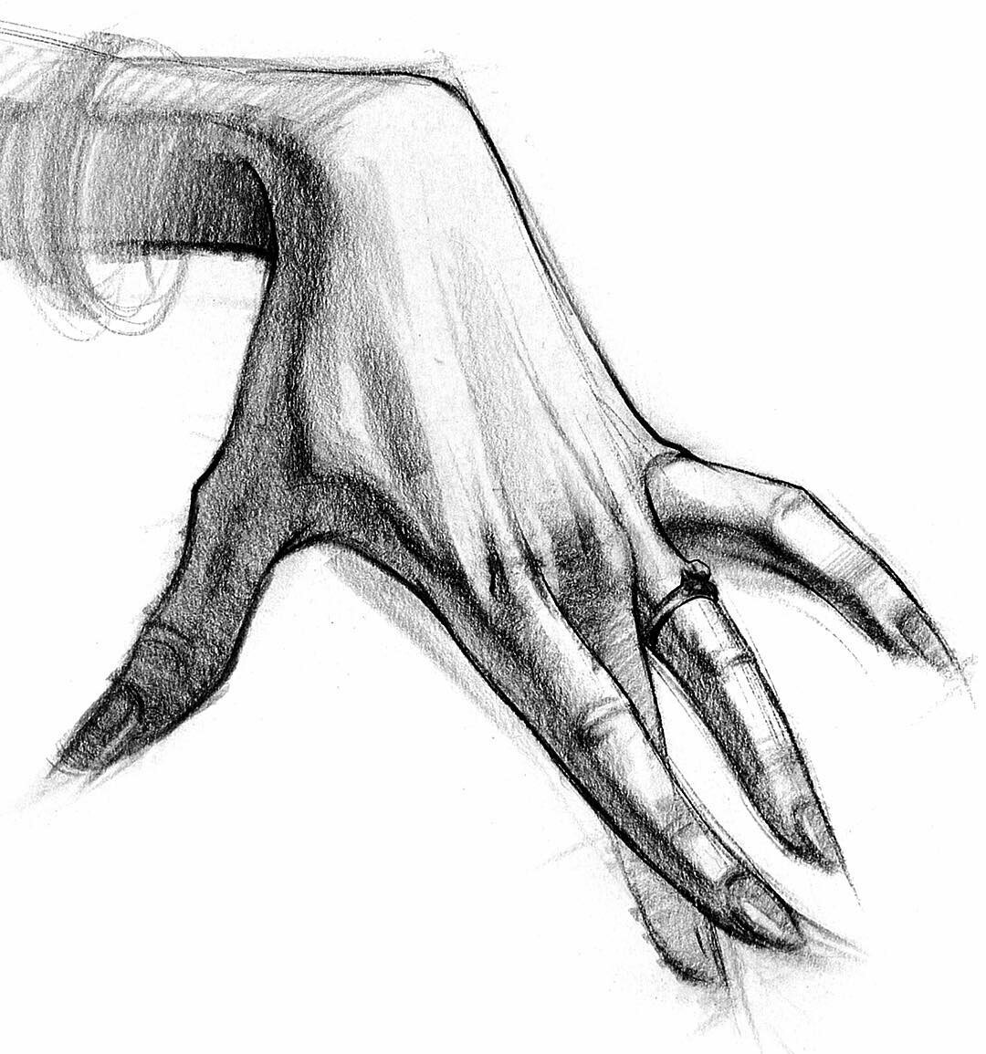 female hand drawing reference