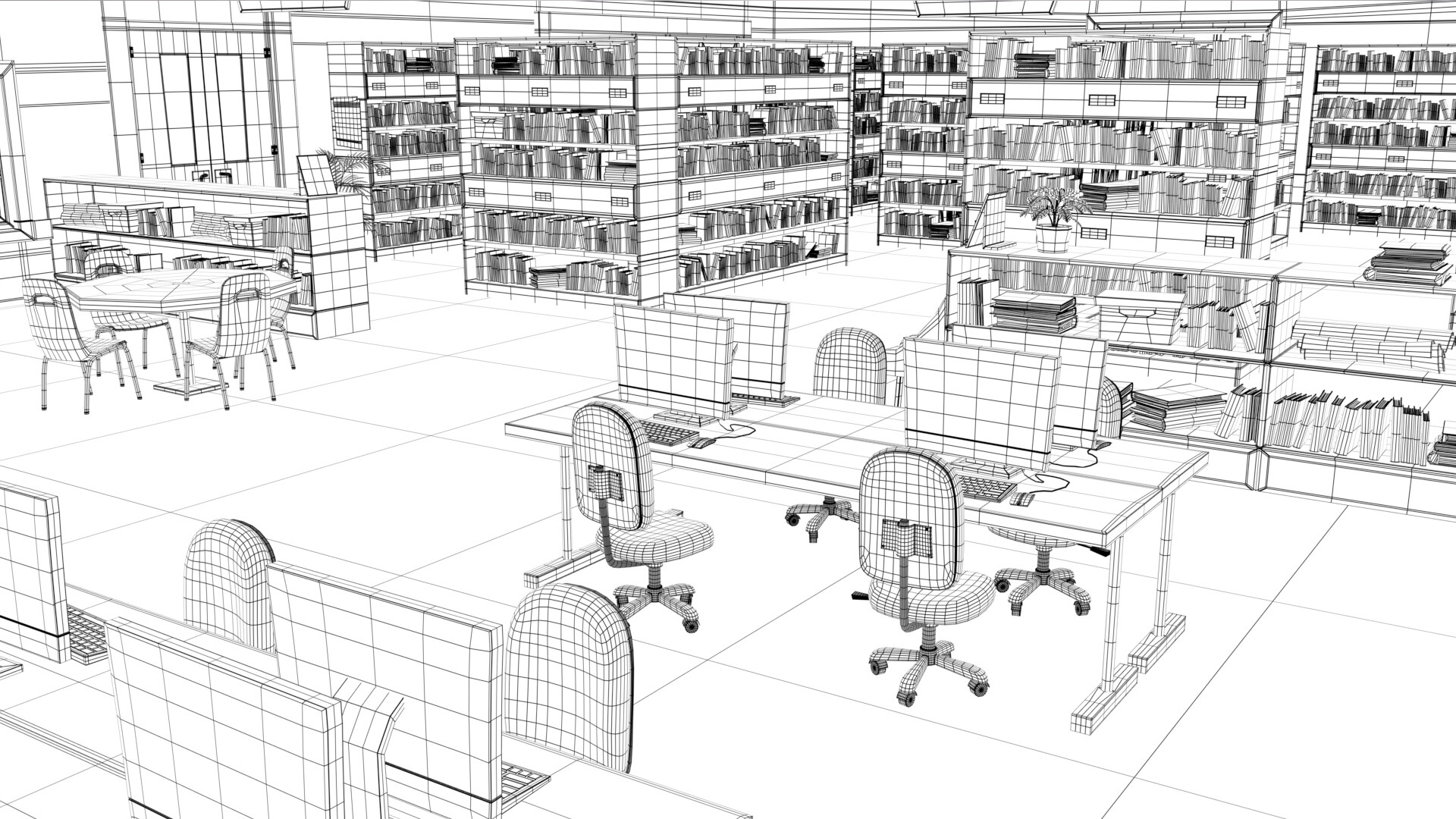 school library sketch