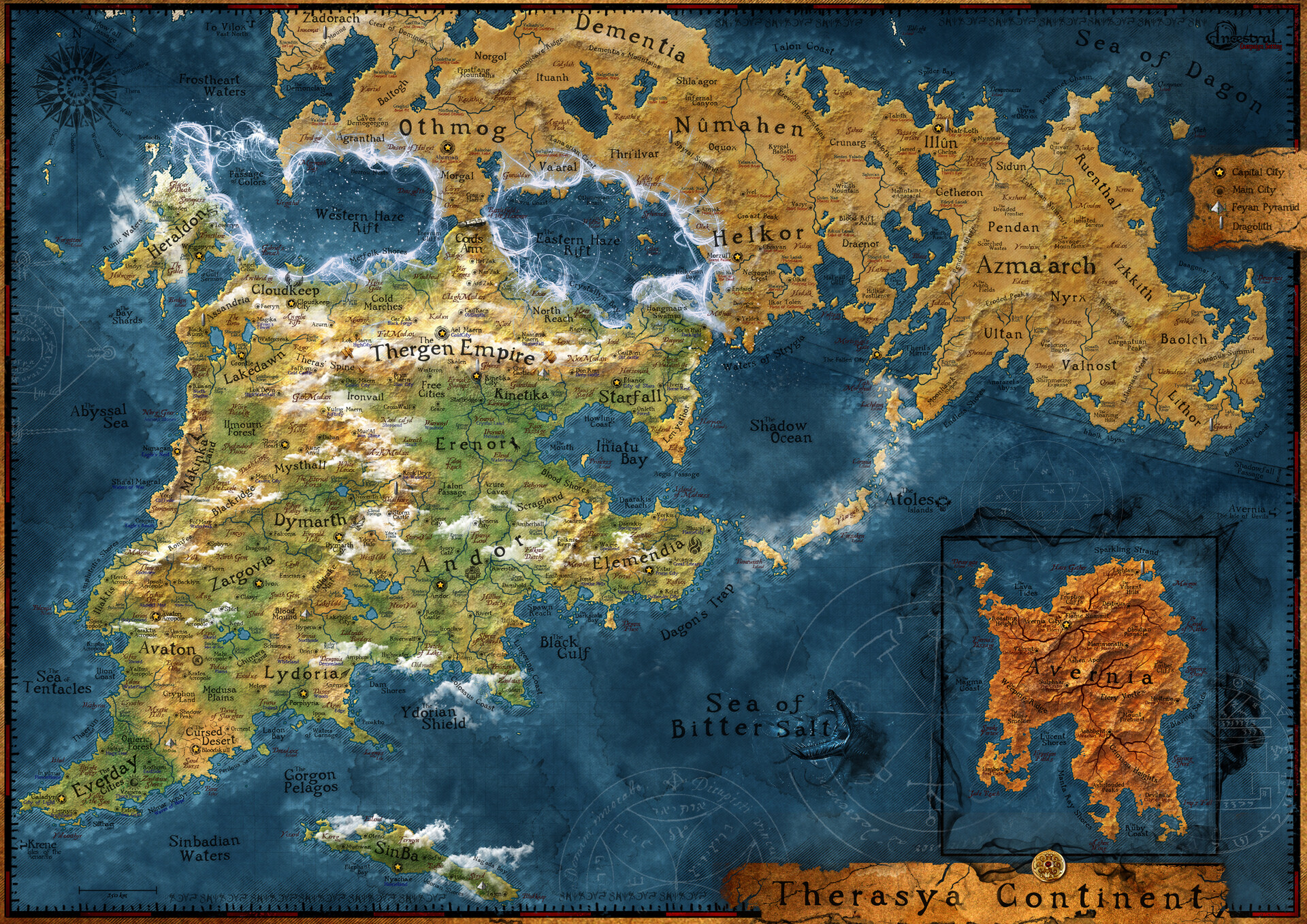 ArtStation - Ancestral Campaign Setting - Map of Therasya Continent