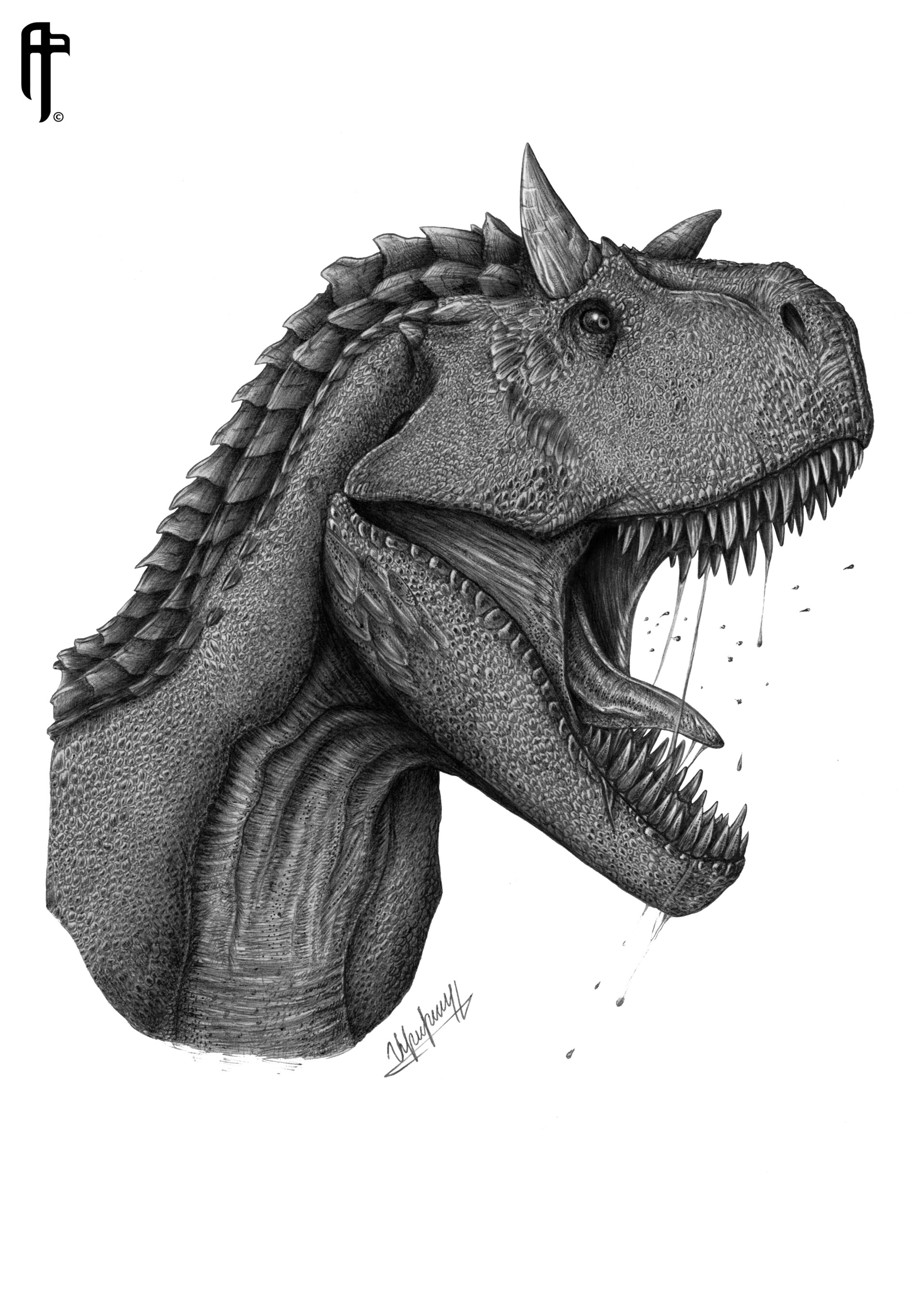 carnotaurus head drawing easy