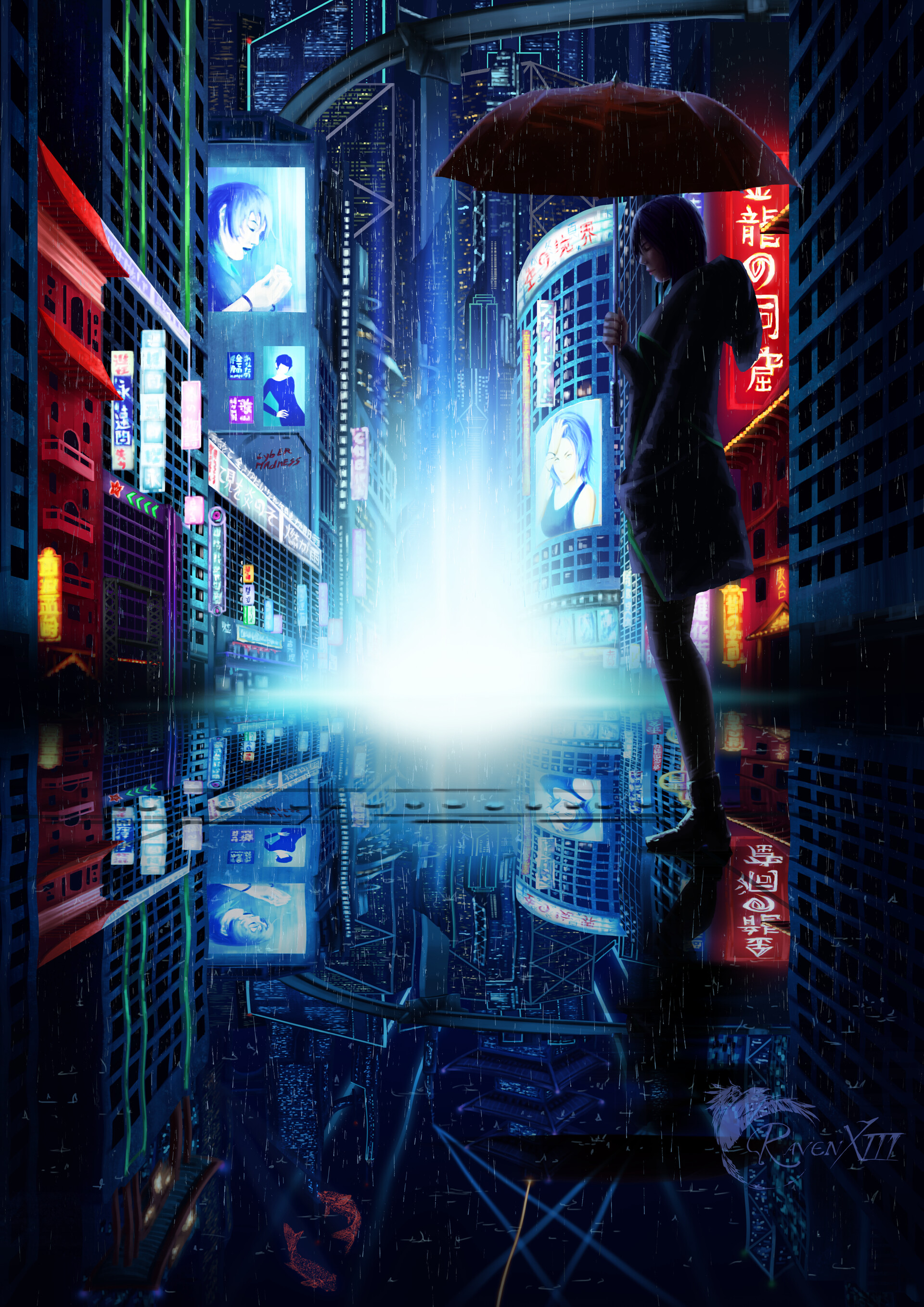 ArtStation - Rainy cyber city