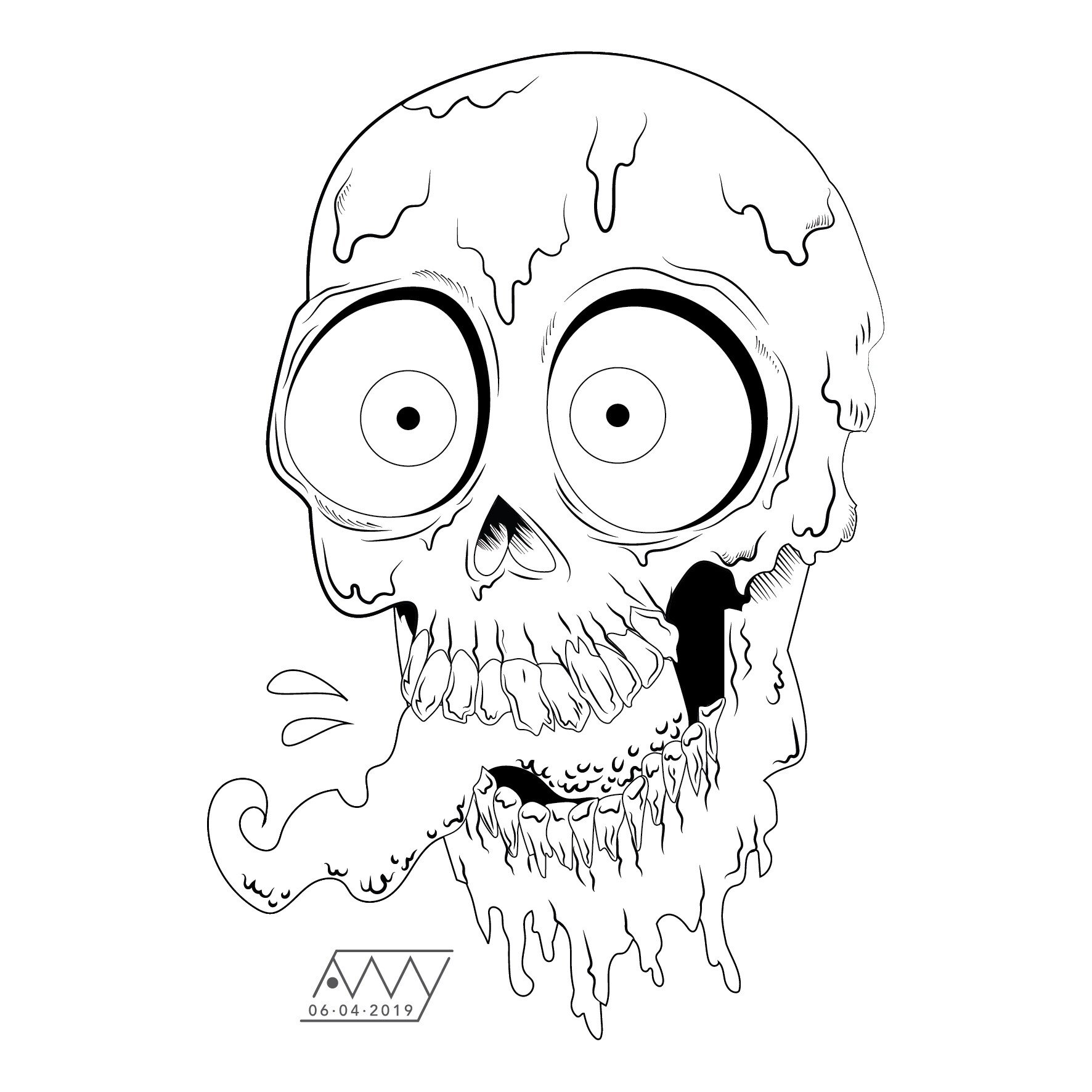 how to draw a zombie skull
