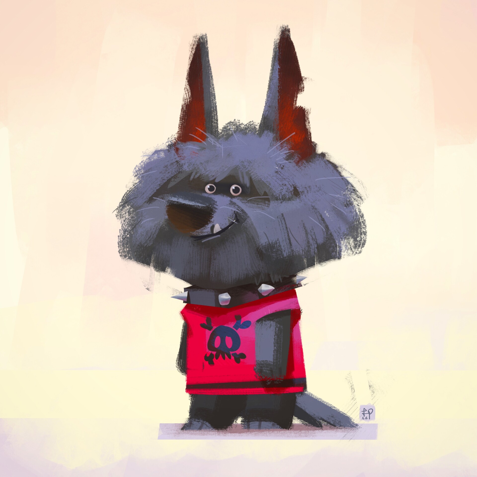 ArtStation - Little black doggo in pink