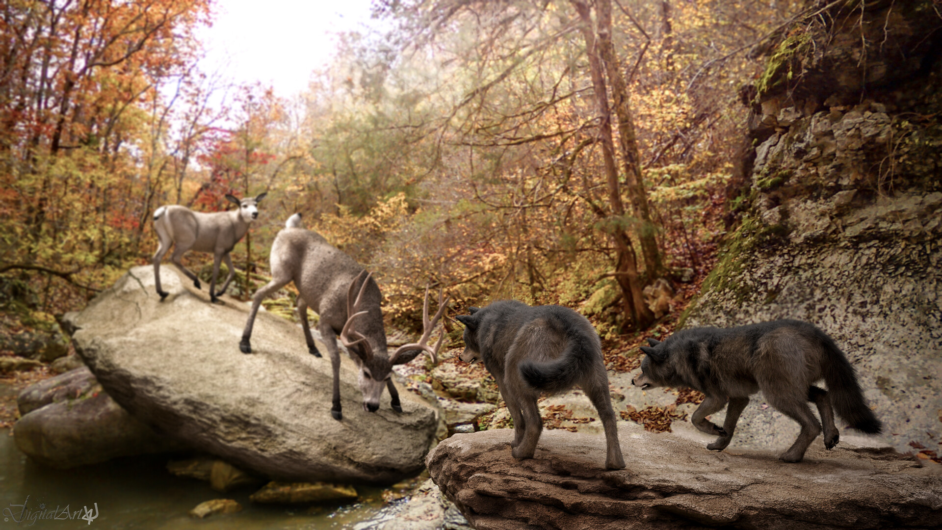 ArtStation - Fending off the wolves attack