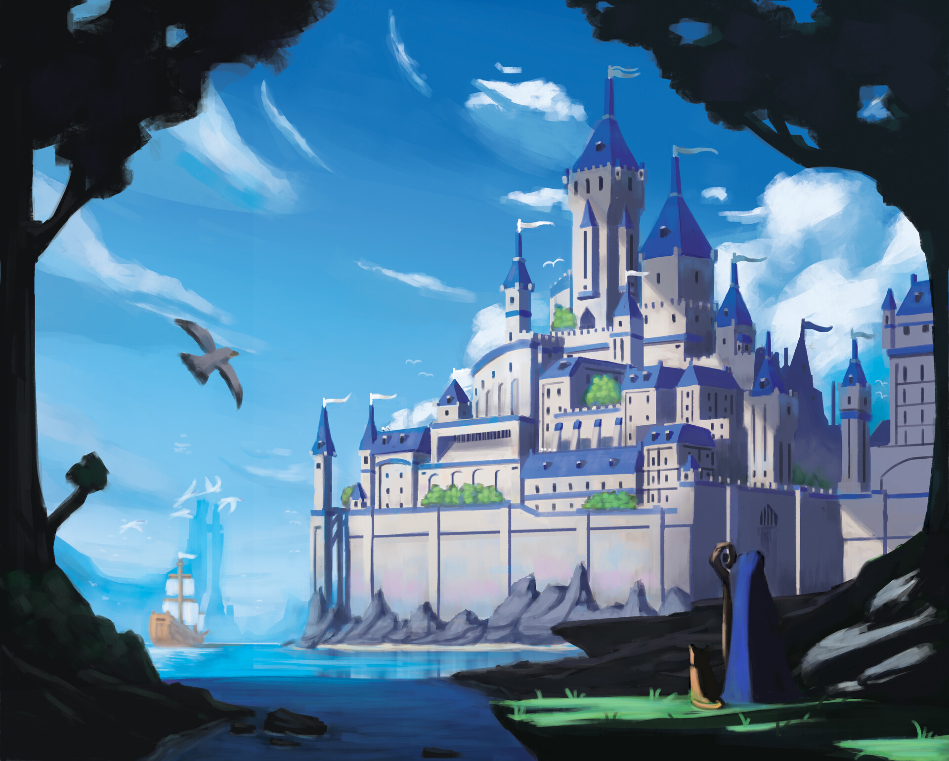 ArtStation - Castle by the lake.