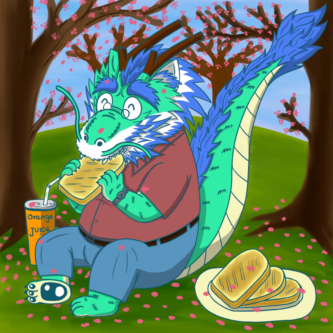 ArtStation - enjoying with giant toasts.