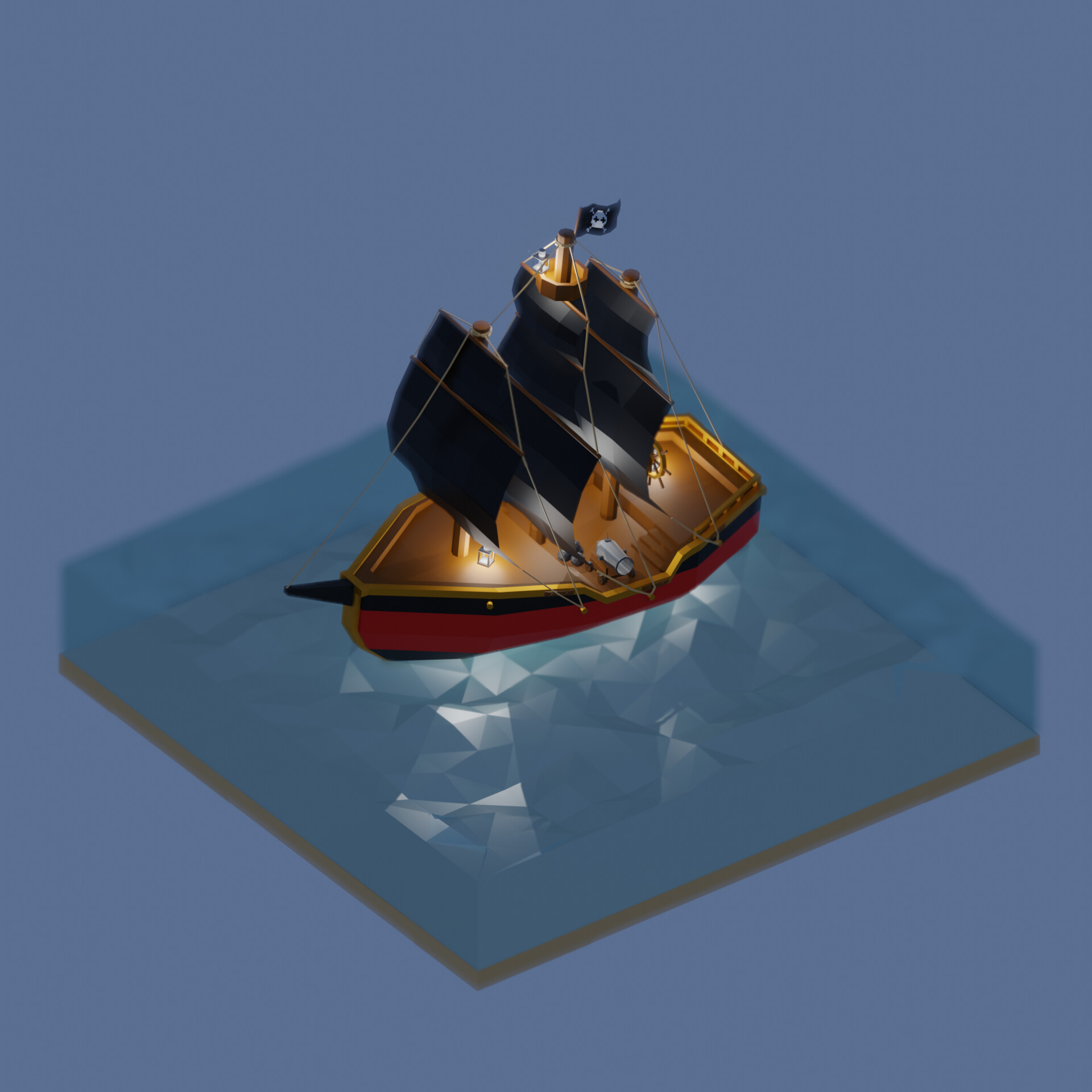 ArtStation - Low Poly Pirate Ship