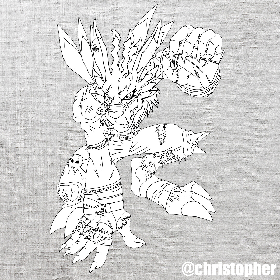 digimon weregarurumon coloring pages